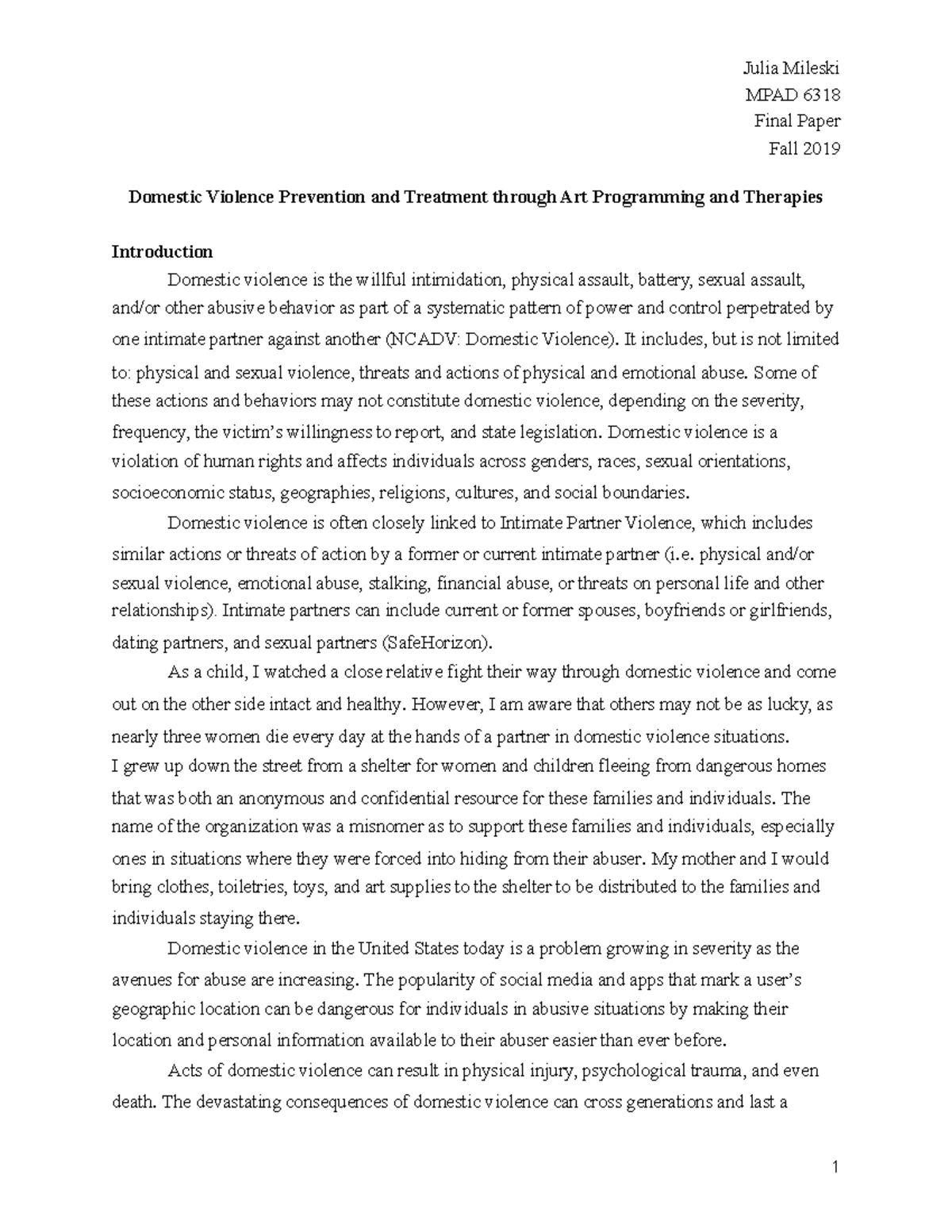 MPAD 6318 Final Paper - Grade: A - Julia Mileski MPAD 6318 Final Paper ...