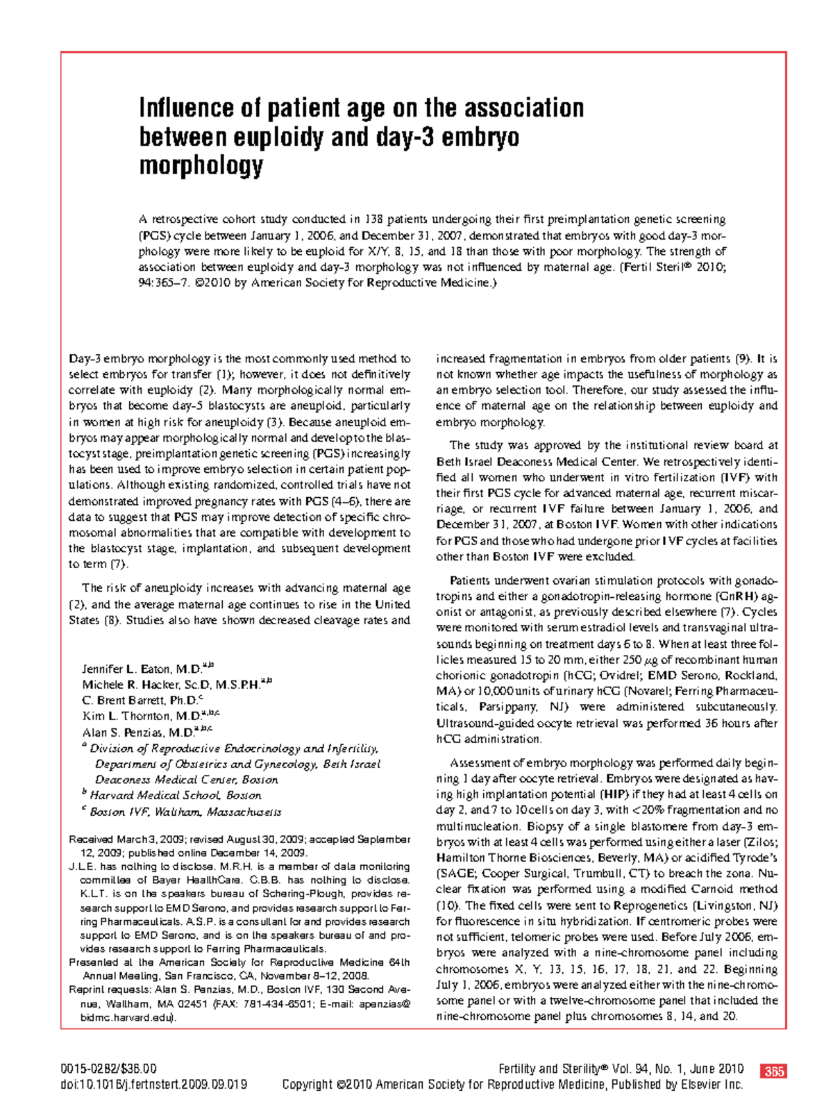 Lab Report (Example) - Influence of patient age on the association ...