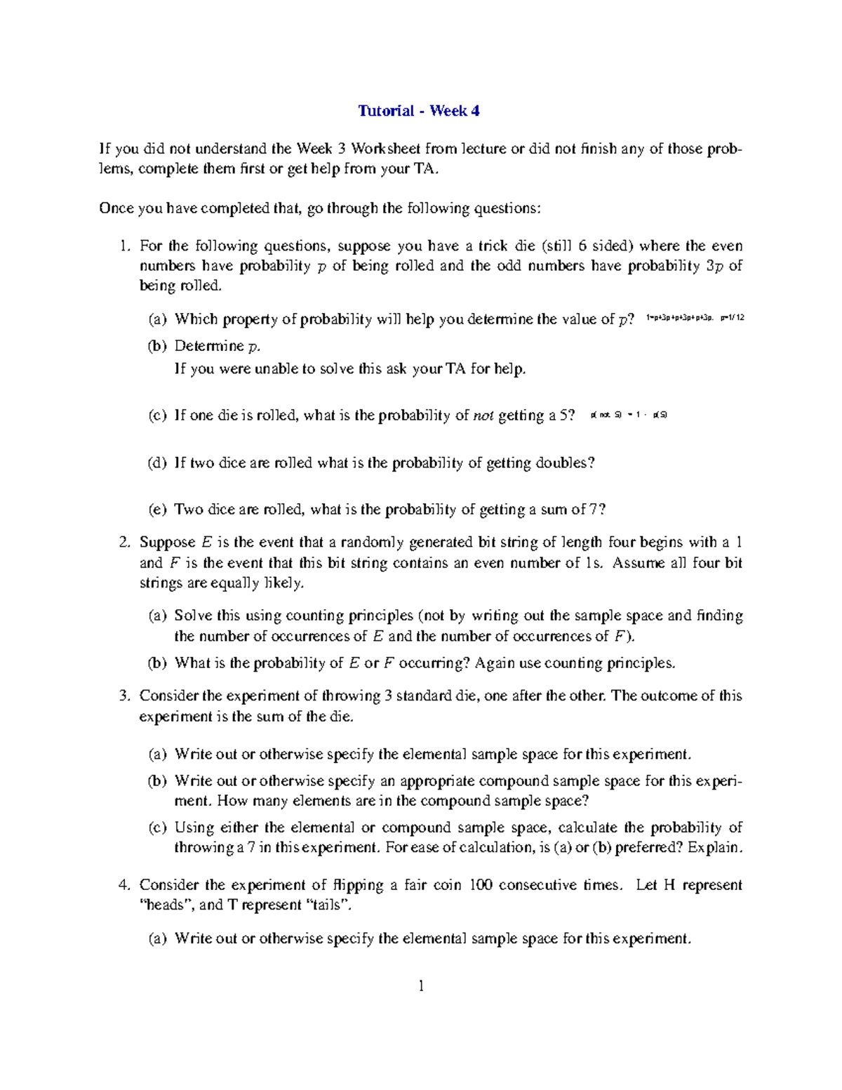 W4 - TUTORIAL - Tutorial - Week 4 If you did not understand the Week 3 ...