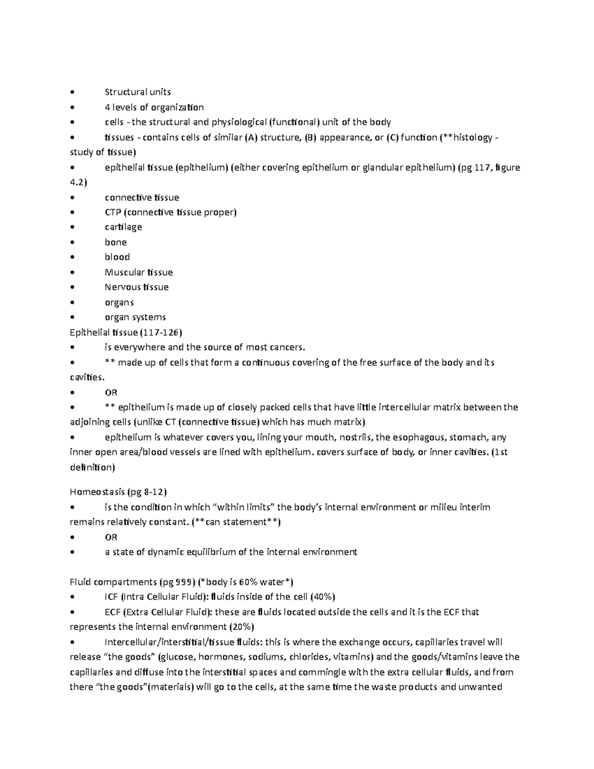 Lecture 2-1 - Structural units 4 levels of organization cells - the ...