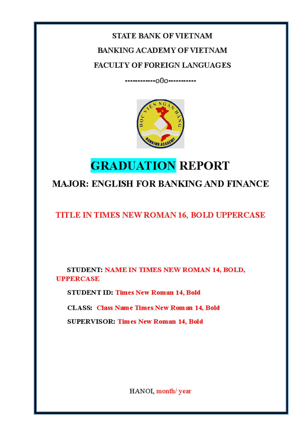 ATC-Format-of-Internship-report-15-1-2022 - STATE BANK OF VIETNAM ...