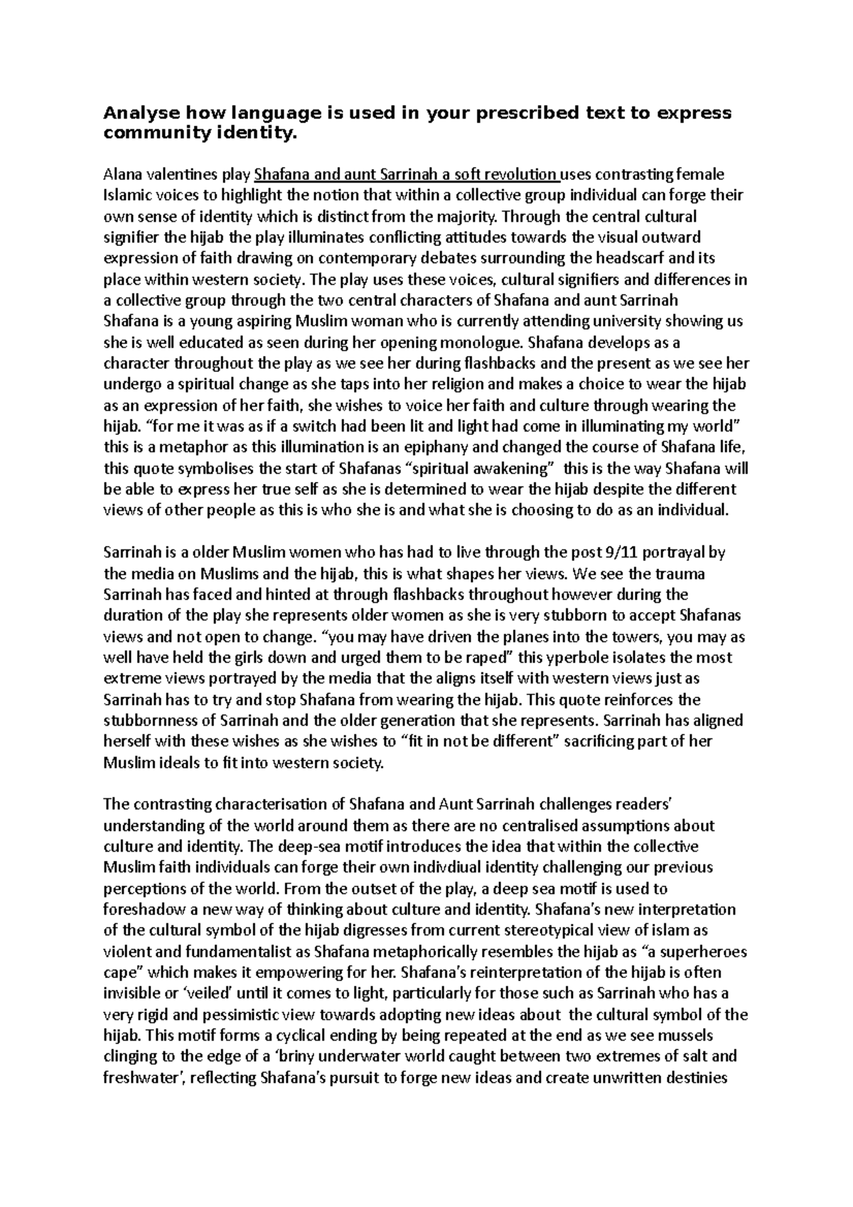 Aunt sarrinah and shafana essay economic - Analyse how language is used ...