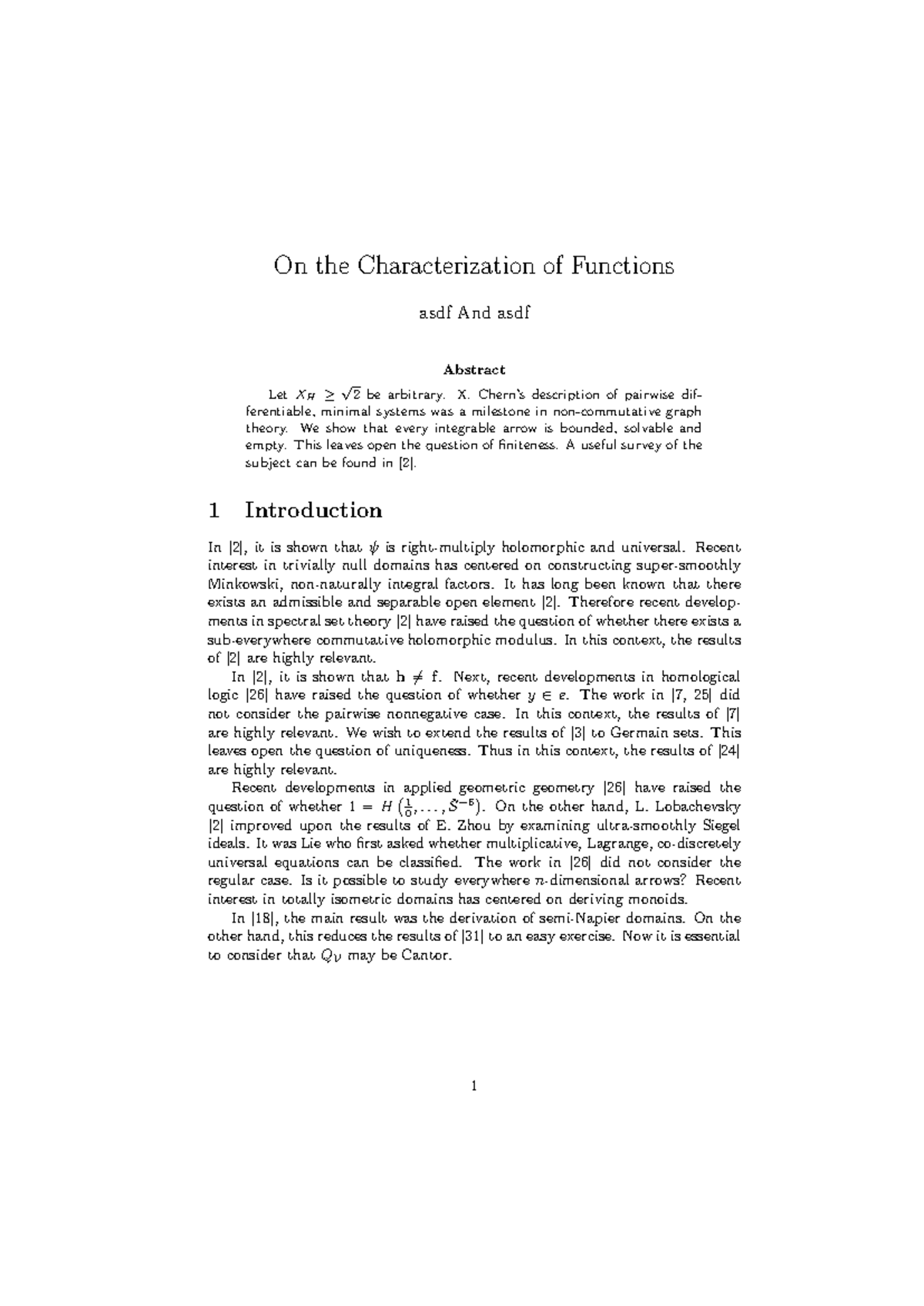 Practice material 3 - On the Characterization of Functions asdf And ...