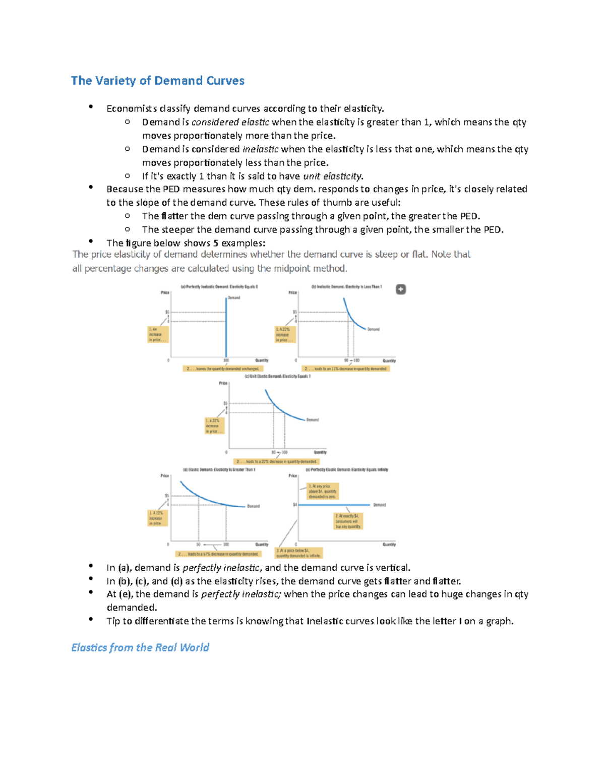 5.1d Notes - The Variety of Demand Curves Economists classify demand ...