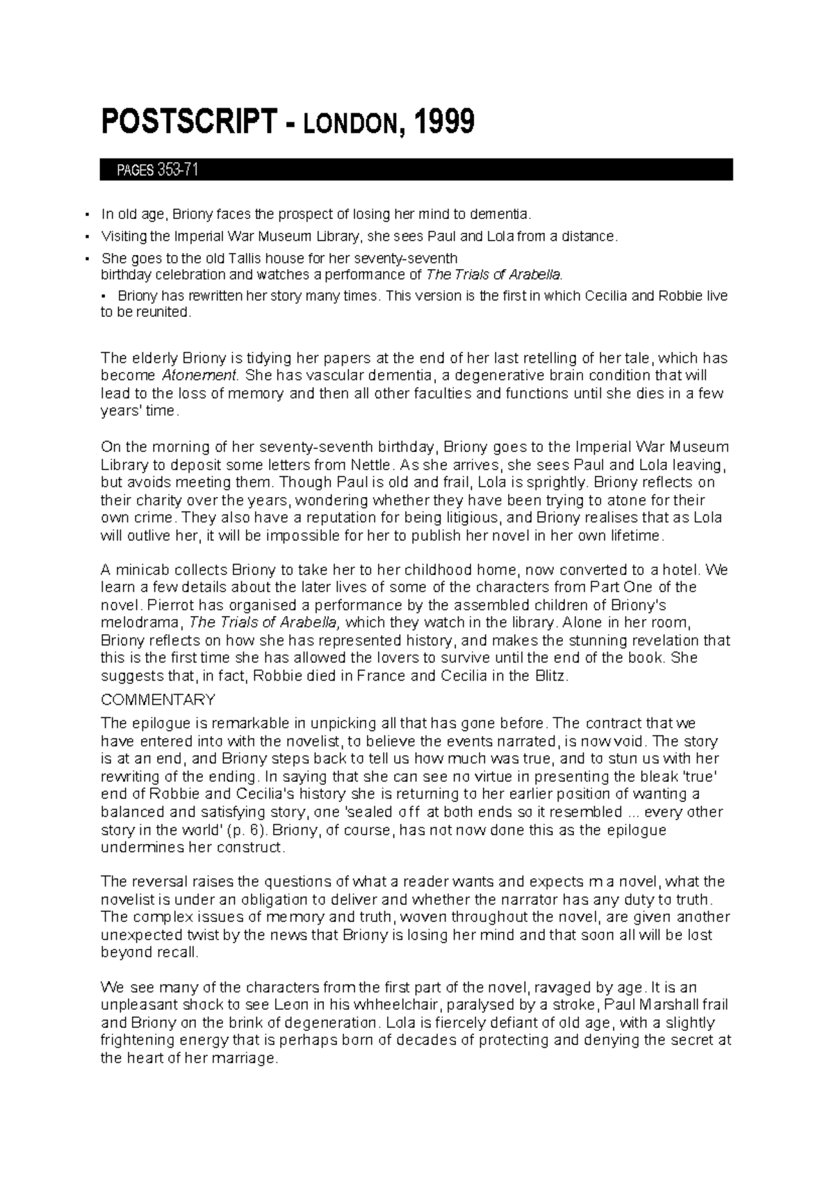 Postscript - n/a - POSTSCRIPT - LONDON, 1999 PAGES 353- • In old age ...