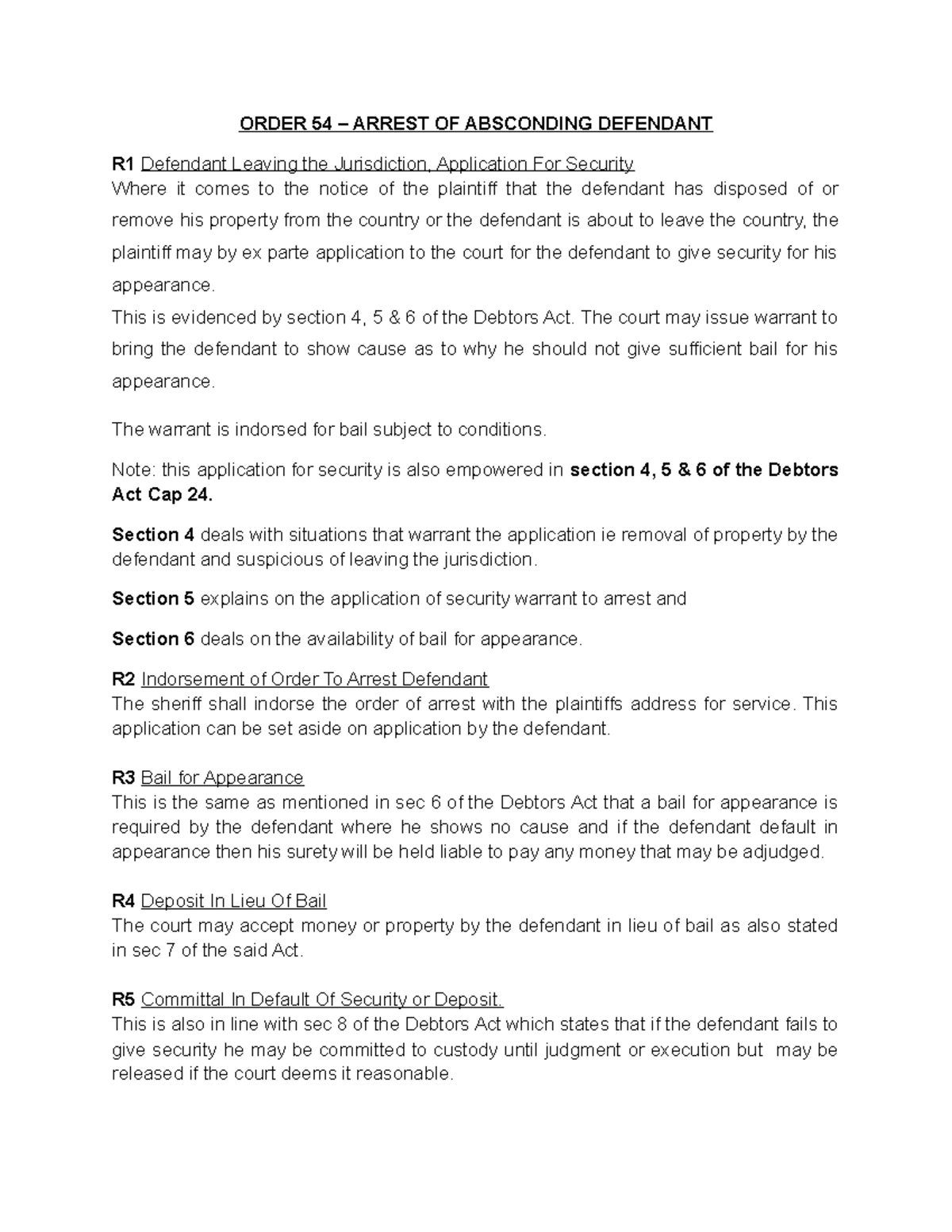 Order 54 Arrest OF Absconding Defendant - ORDER 54 – ARREST OF ...