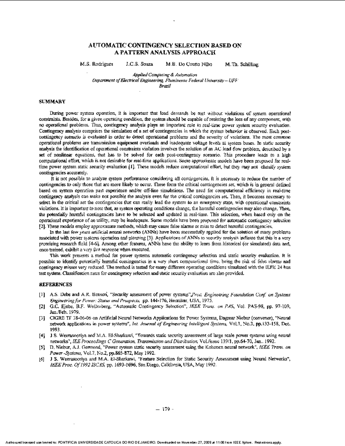 Automatic Contingency Selection Based ON - AUTOMATIC CONTINGENCY ...