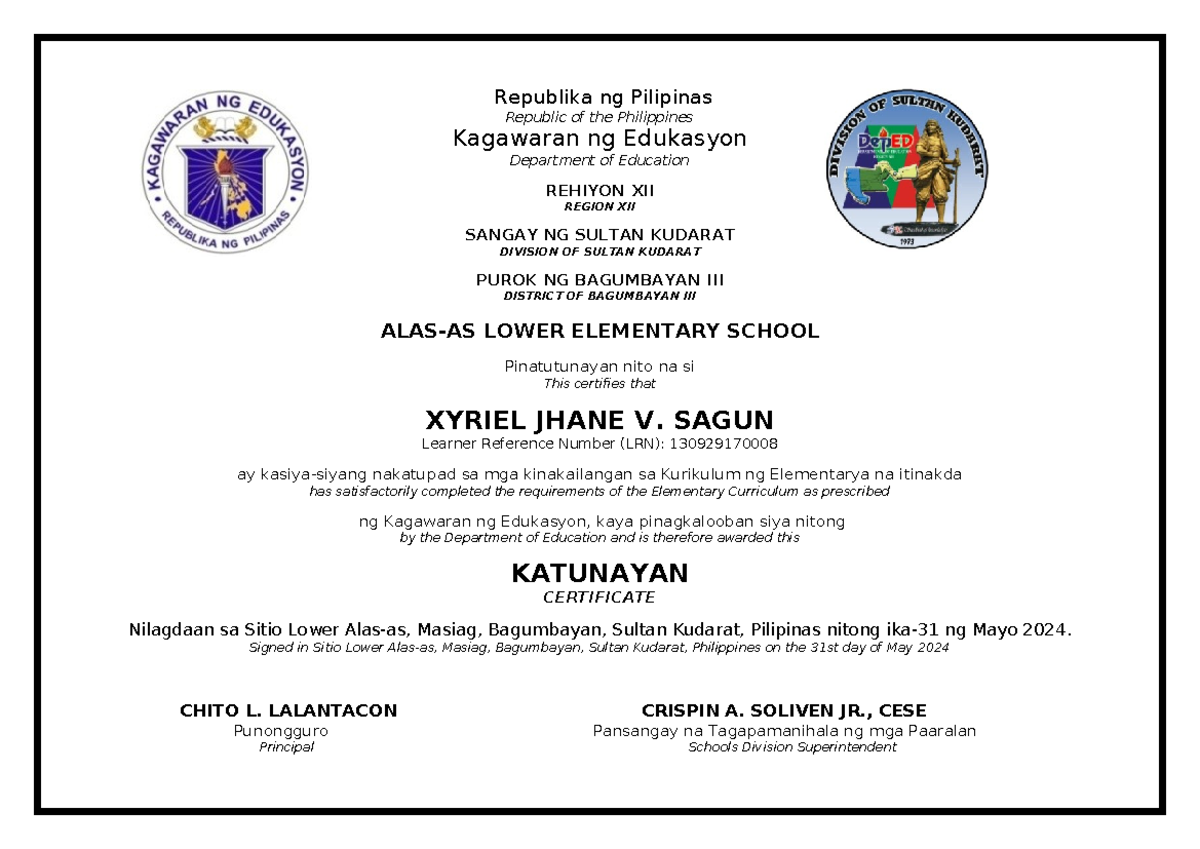 Certificate-Elementary-2020 - Republika ng Pilipinas Republic of the ...