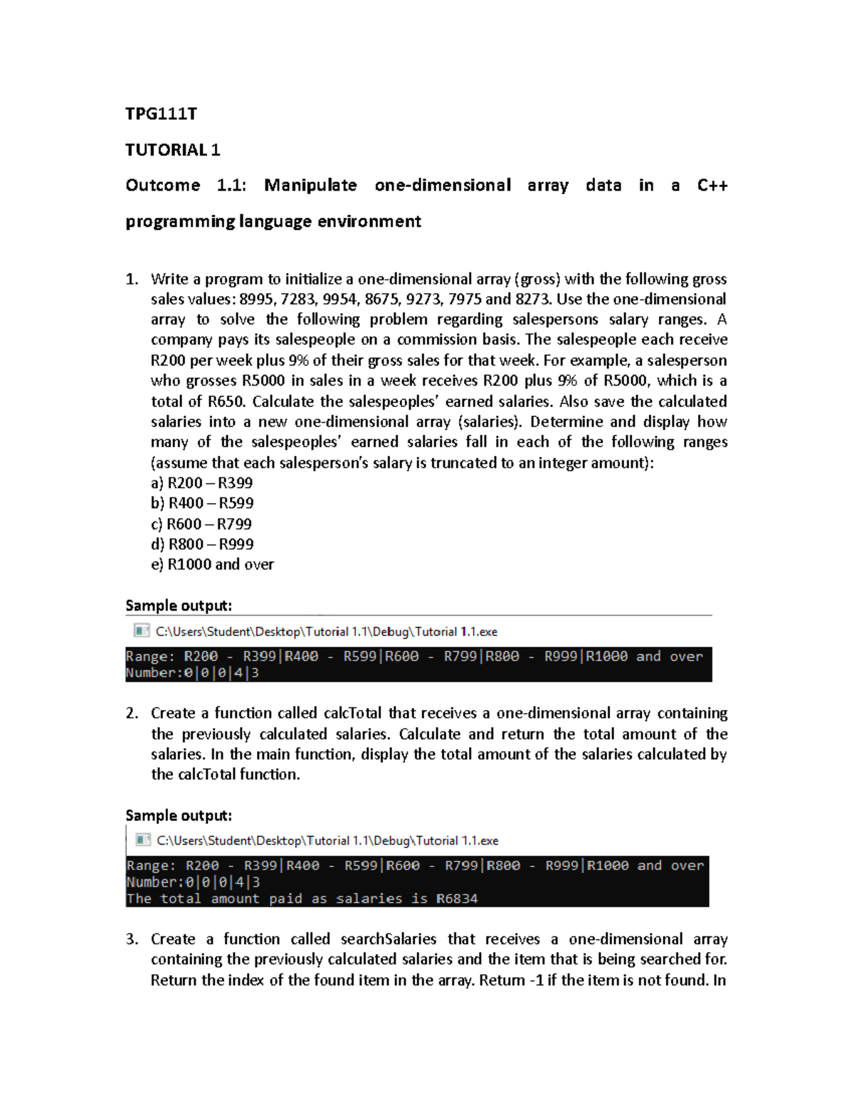 Tutorial 1.1 Manipulate collections of data - TPG111T TUTORIAL 1 Outcome 1: Manipulate - Studocu
