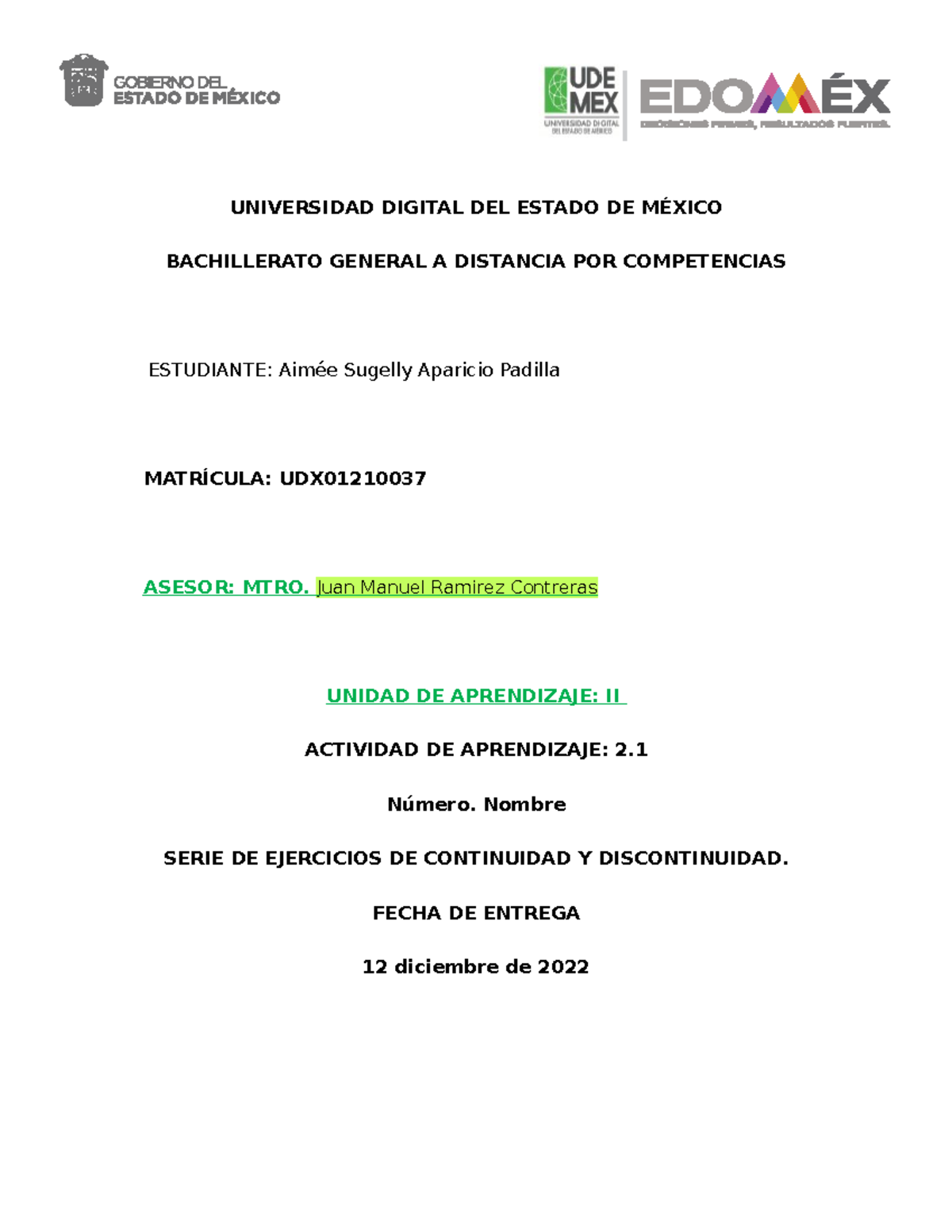 Act 2.1 Appaa Calculo (Autoguardado) - UNIVERSIDAD DIGITAL DEL ESTADO DE MÉXICO BACHILLERATO ...