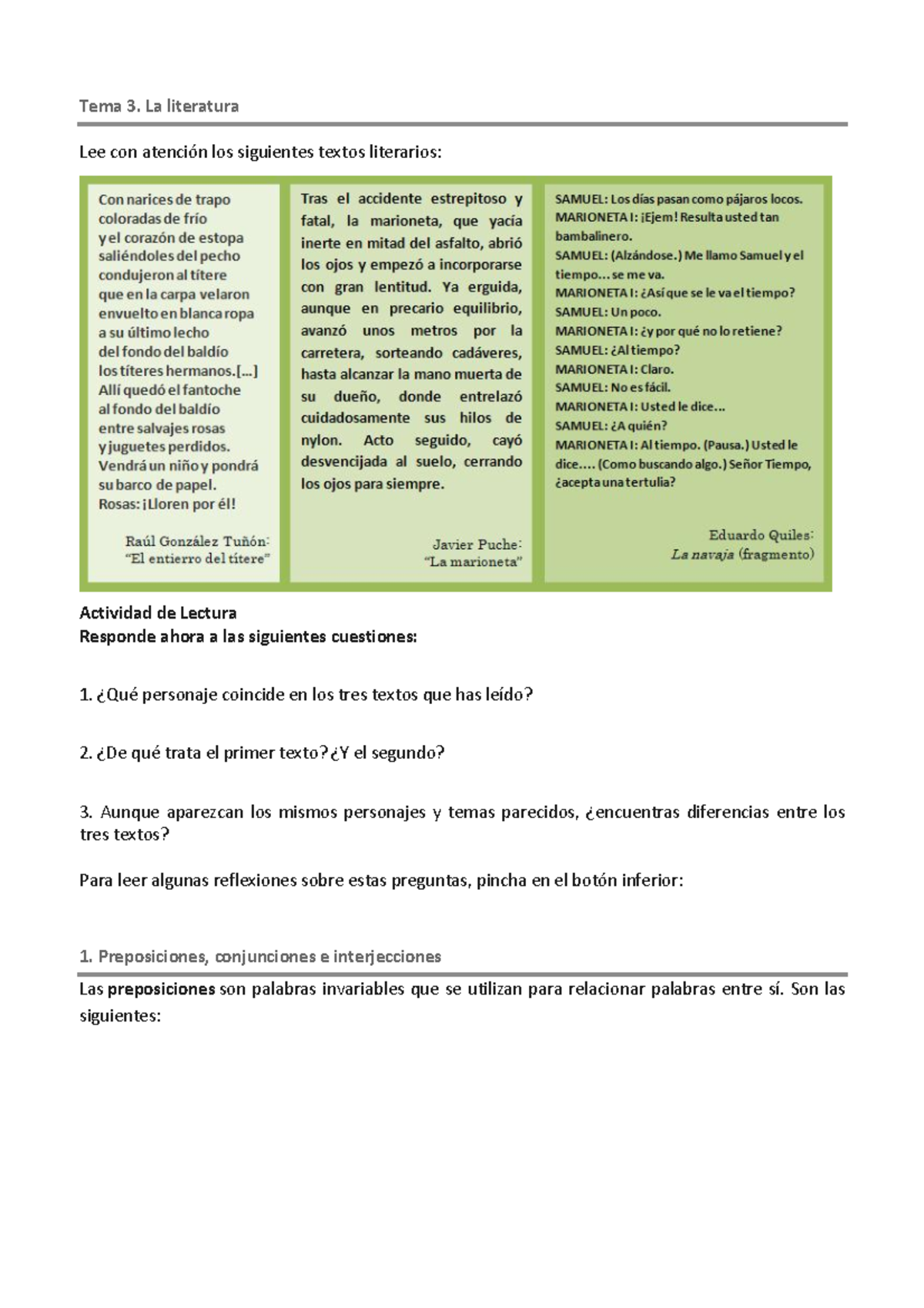 Tema 3. La literatura - son los apubtes del tema 3 - Tema 3. La ...