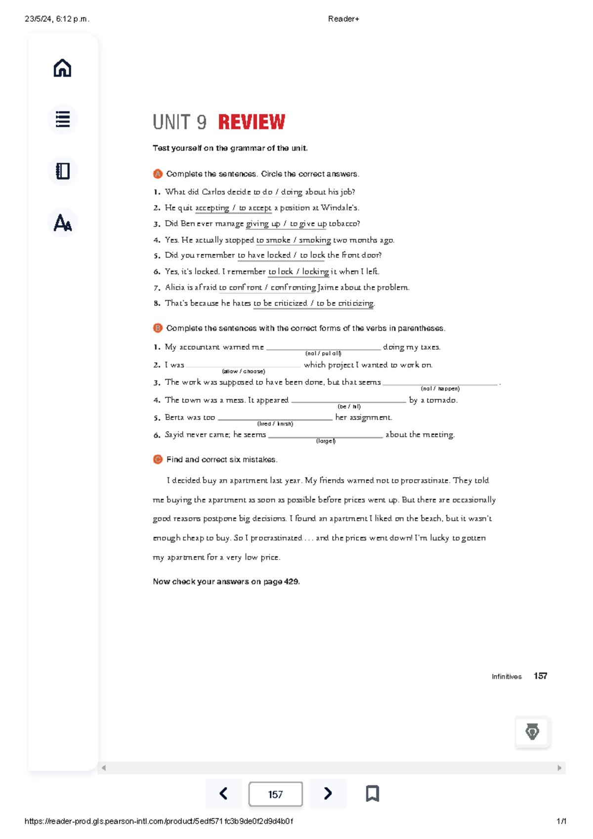 Review 2 - UNIT 9 REVIEW Test yourself on the grammar of the unit. A ...