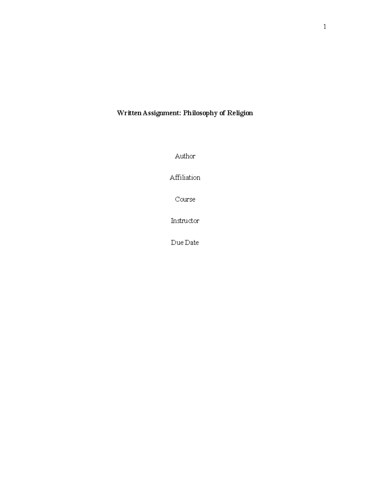 1656947919 written assignment phylosophy of religion - Written ...