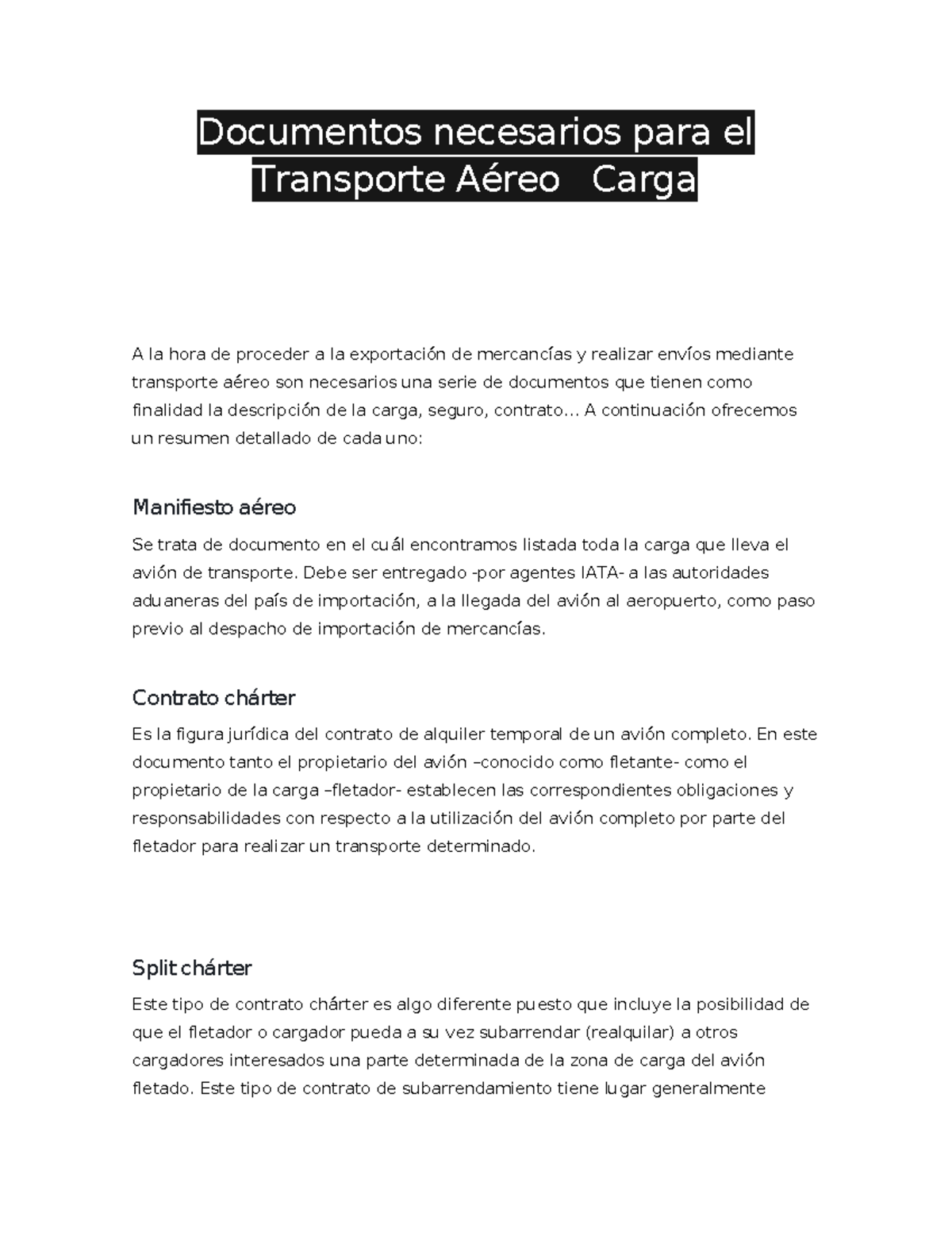 Documentos necesarios para el Transporte Aéreo Carga - pasajeros - Documentos necesarios para el ...