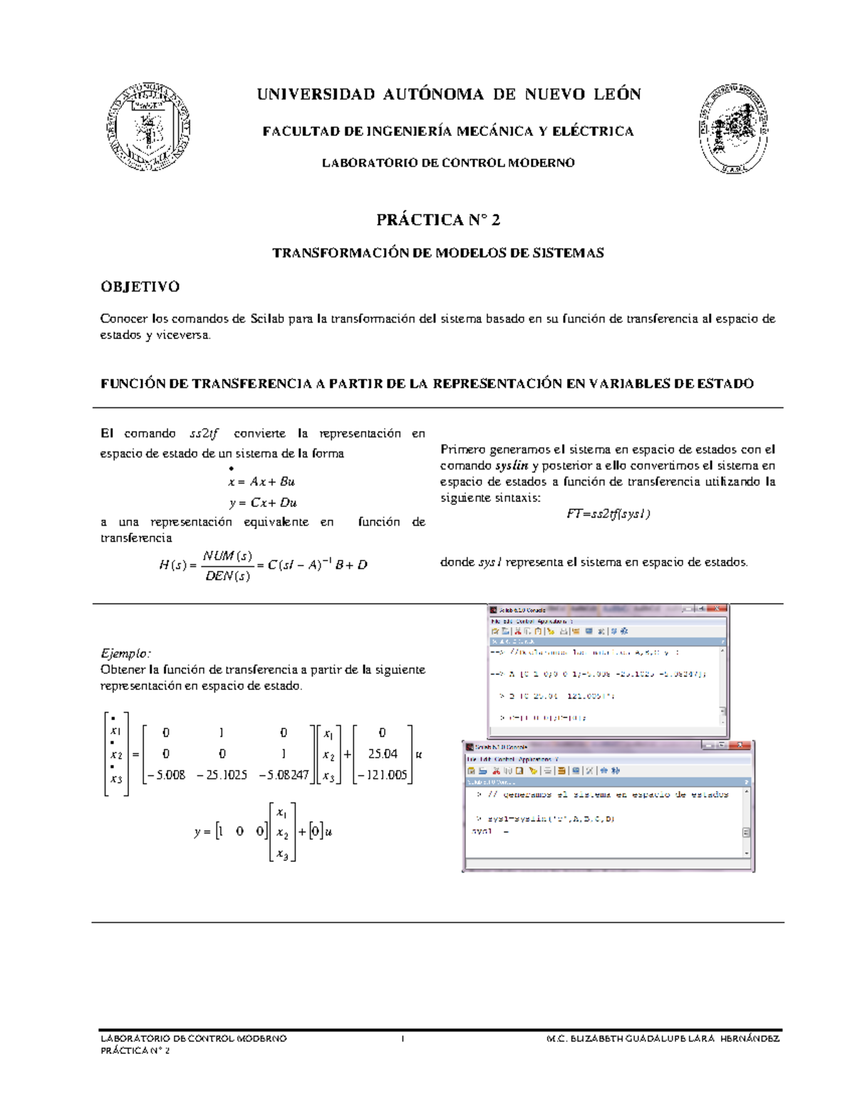 2 CM Scilab 2020 - Practica 2 - Control Moderno Y Laboratorio - UANL - Studocu