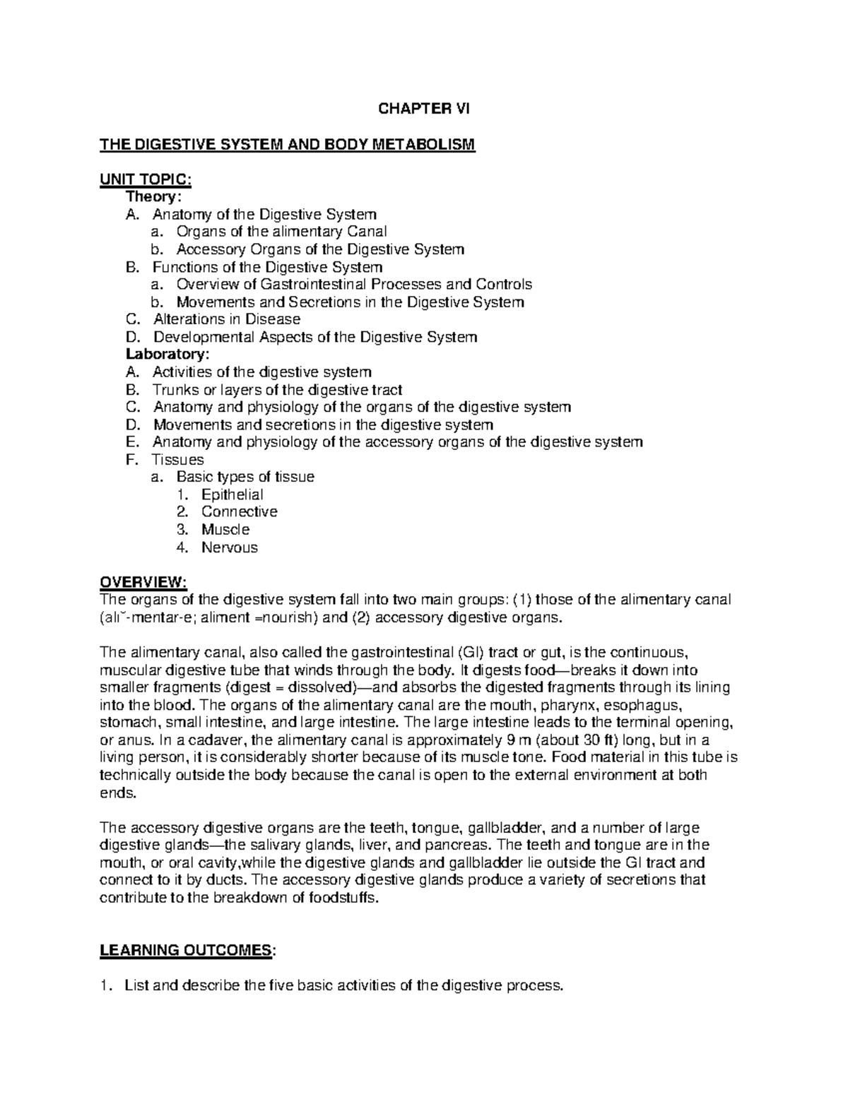 Chapter+VI+ Digestive+SYS - CHAPTER VI THE DIGESTIVE SYSTEM AND BODY ...