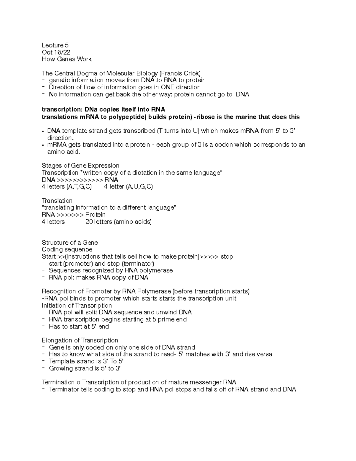 BIOL-Genes - Dalhousie University Biology Lecture Notes 2019 - Lecture ...
