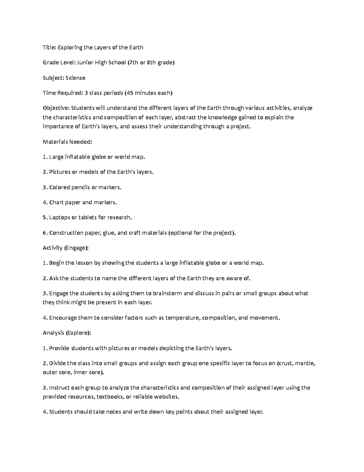 Layers of earth - Science - Title: Exploring the Layers of the Earth ...
