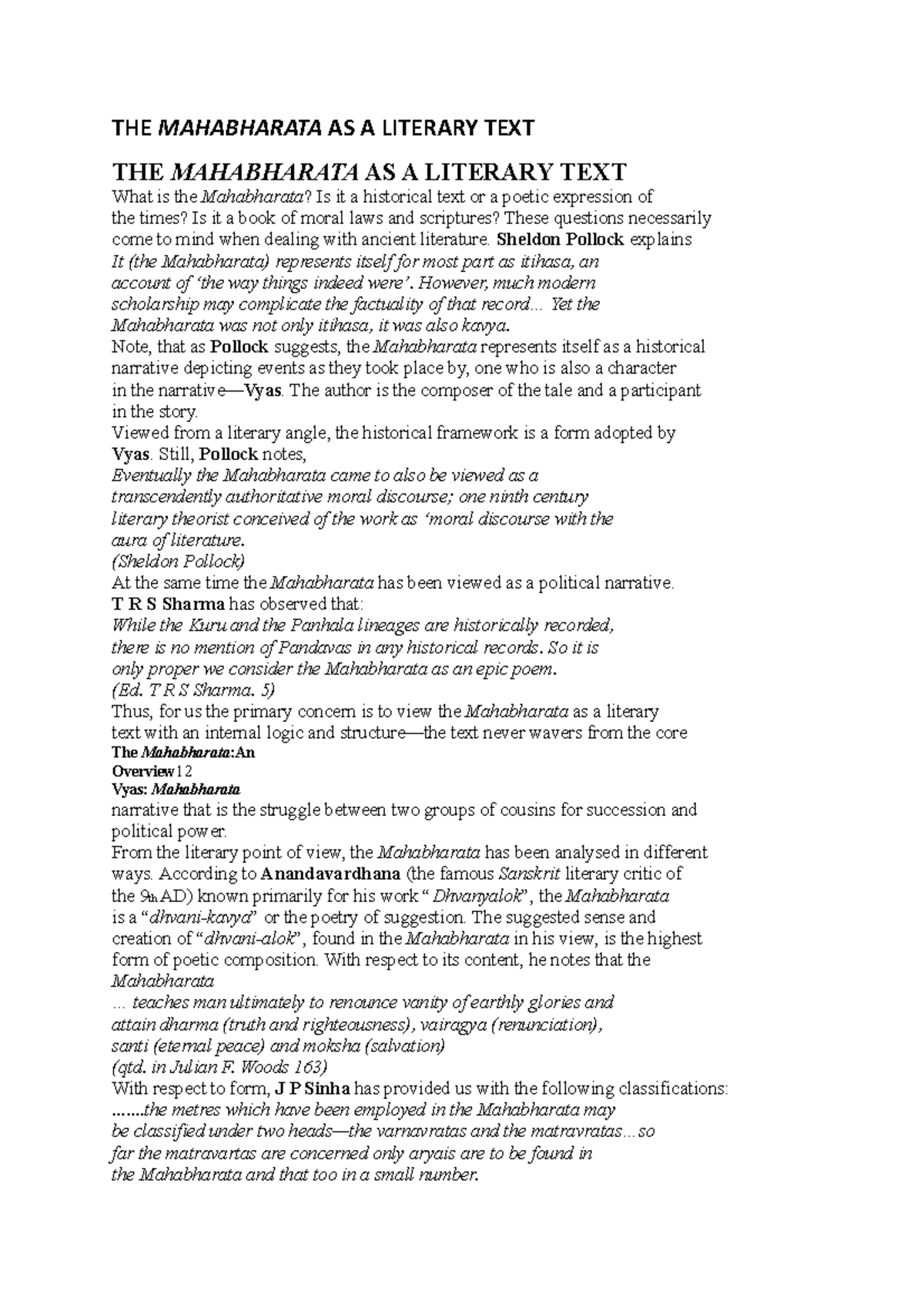 THE Mahabharata AS A Literary TEXT - THE MAHABHARATA AS A LITERARY TEXT ...