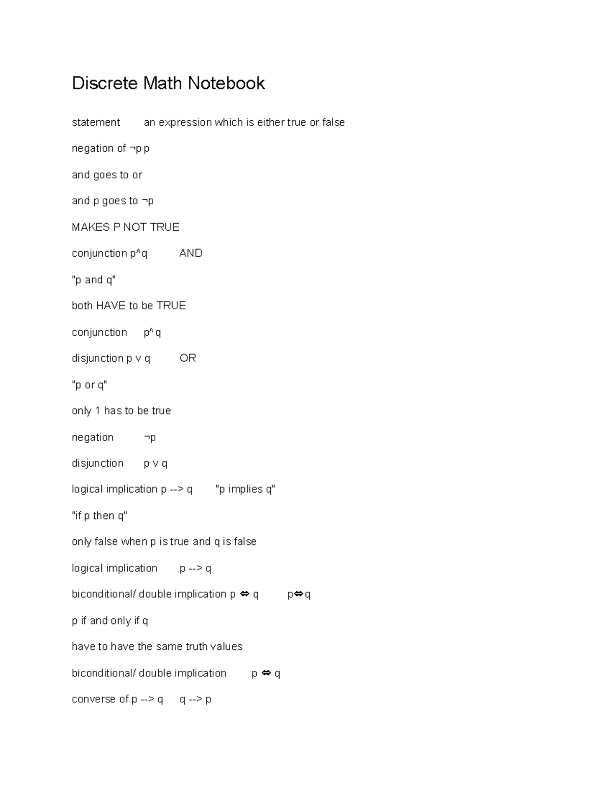 Discrete Math Notebook - Discrete Math Notebook statement an expression ...