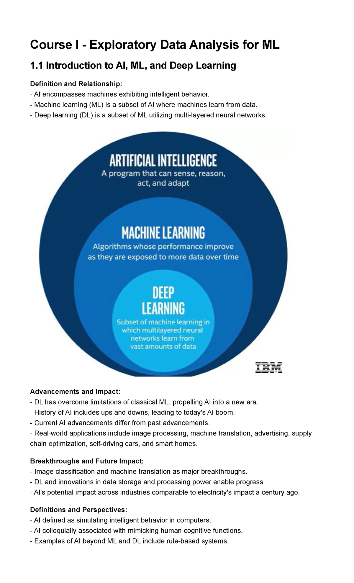 Course I Exploratory Data Analysis For Ml Machine Learning Ml Is A Subset Of Ai Where