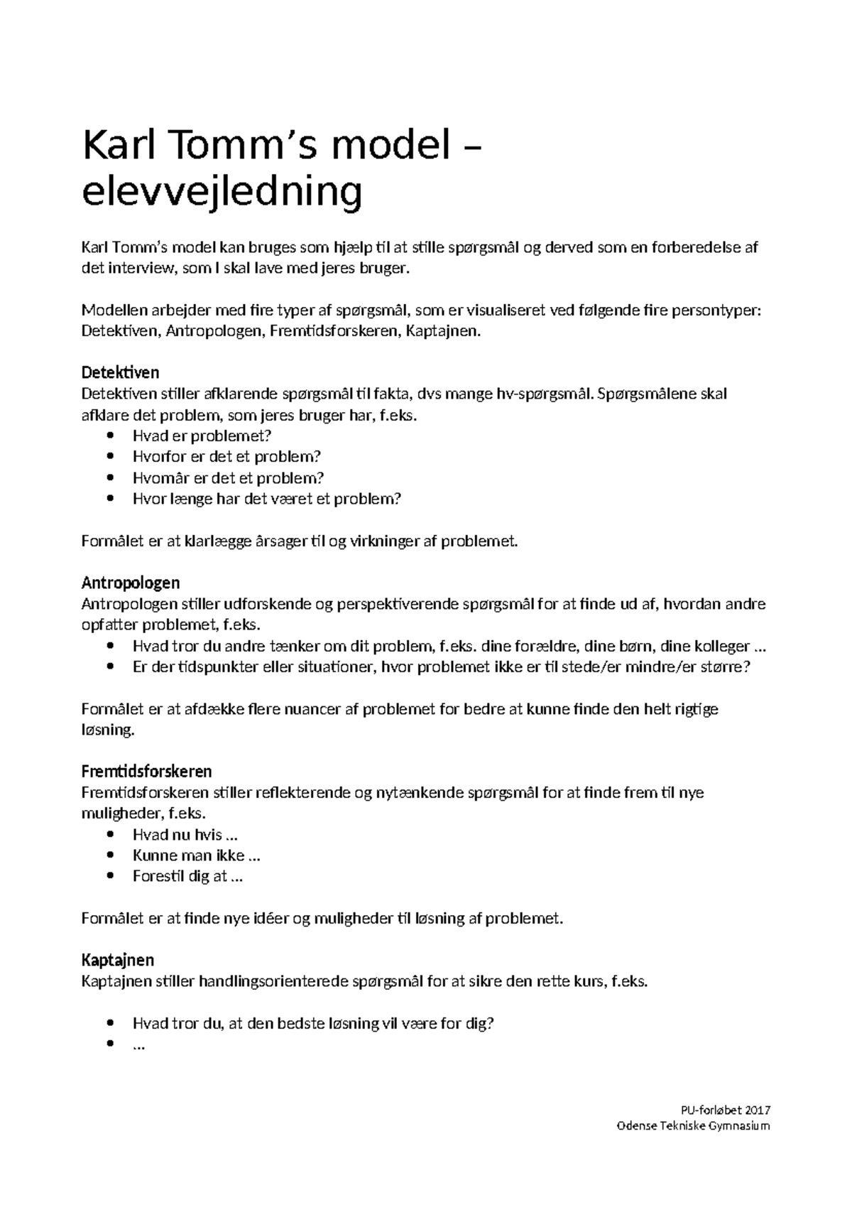 Karl Tomm - elevvejledning - Karl Tomm’s model – elevvejledning Karl ...