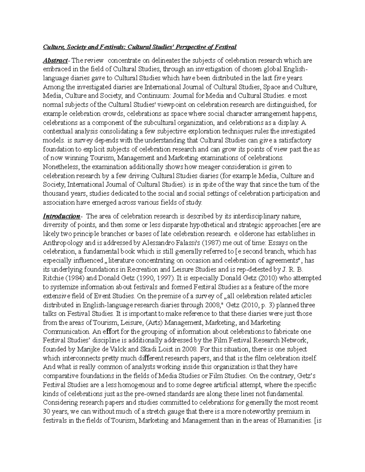 Culture Society and Festivals Cultural Studies Perspective of Festival ...