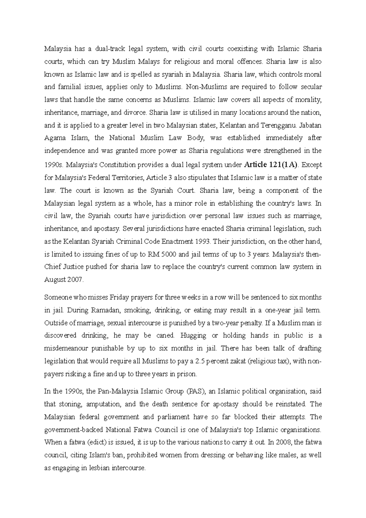 Syariah Law in different states - Islamic Law - MMU - Studocu