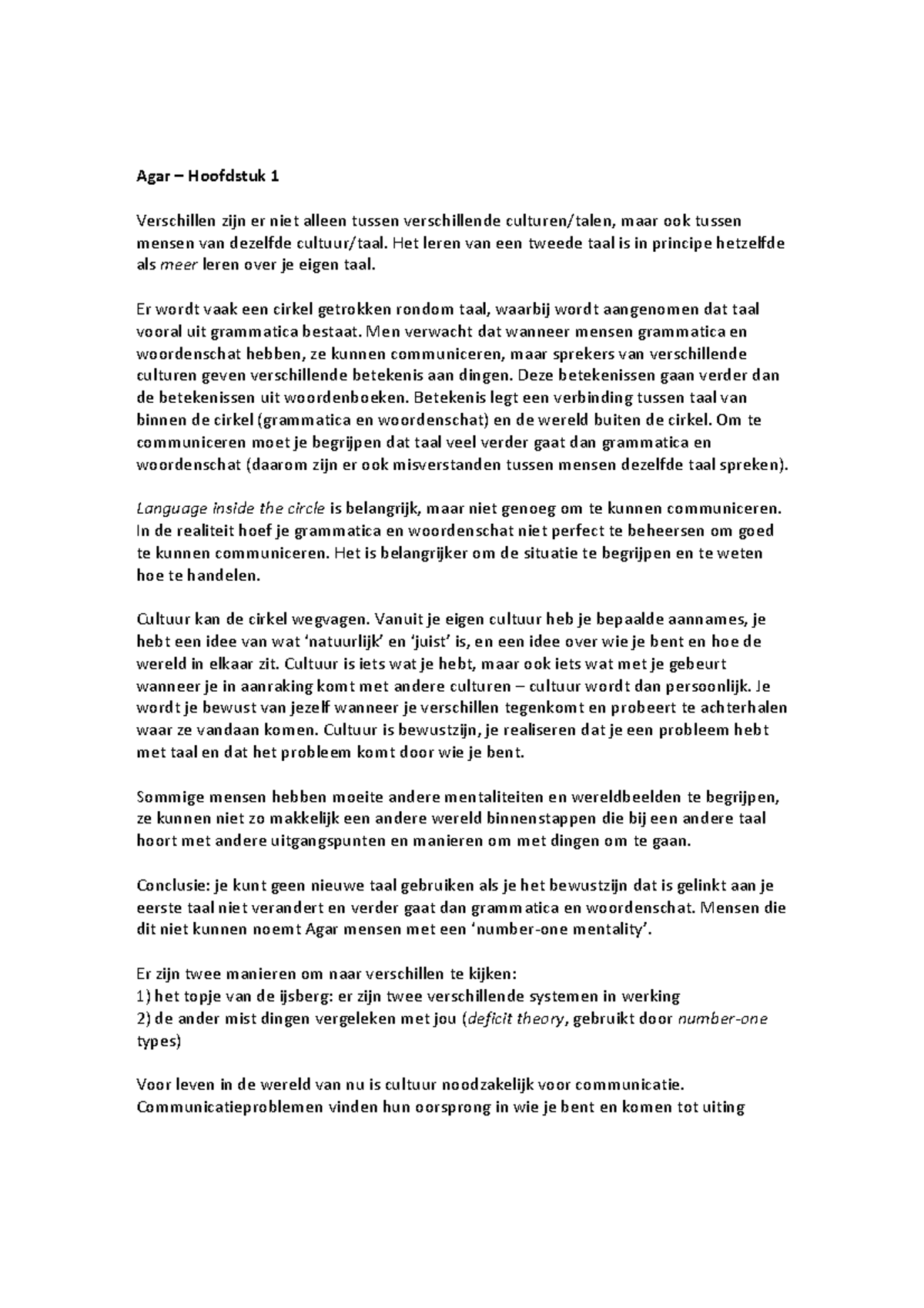 Samenvatting Language Shock: Understanding The Culture Of Conversation ...