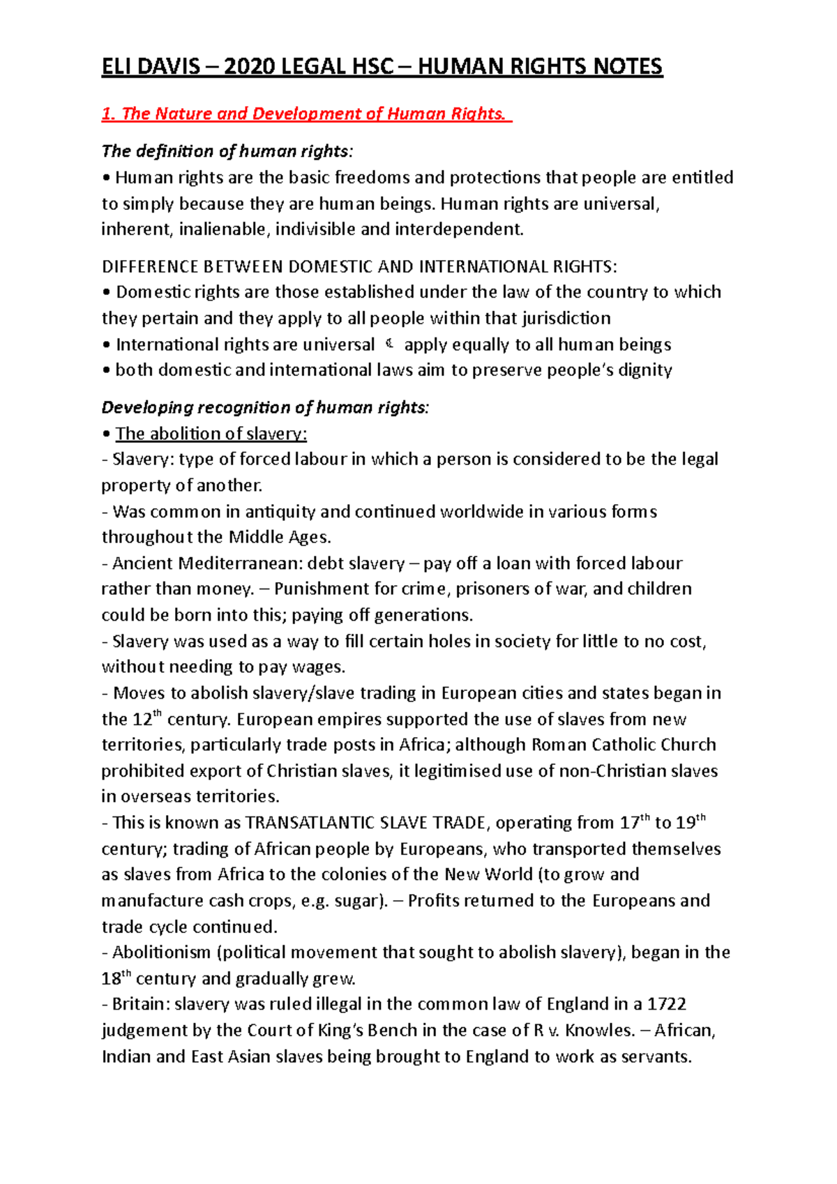 Notes-Human-Rights - Notes-Human-Rights - 1. The Nature and Development ...