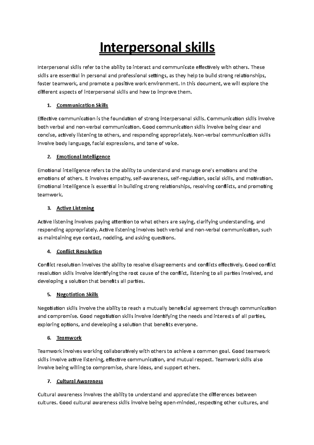 Interpersonal skills - Interpersonal skills Interpersonal skills refer ...