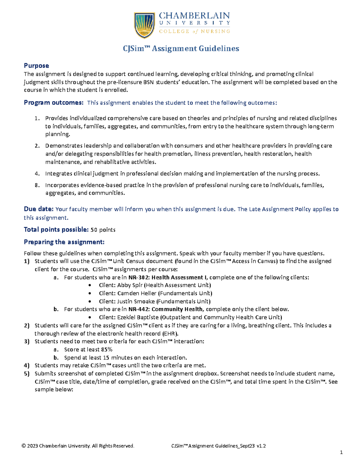 CJSim Assignment Guidelines - CJSim™ Assignment Guidelines Purpose The ...