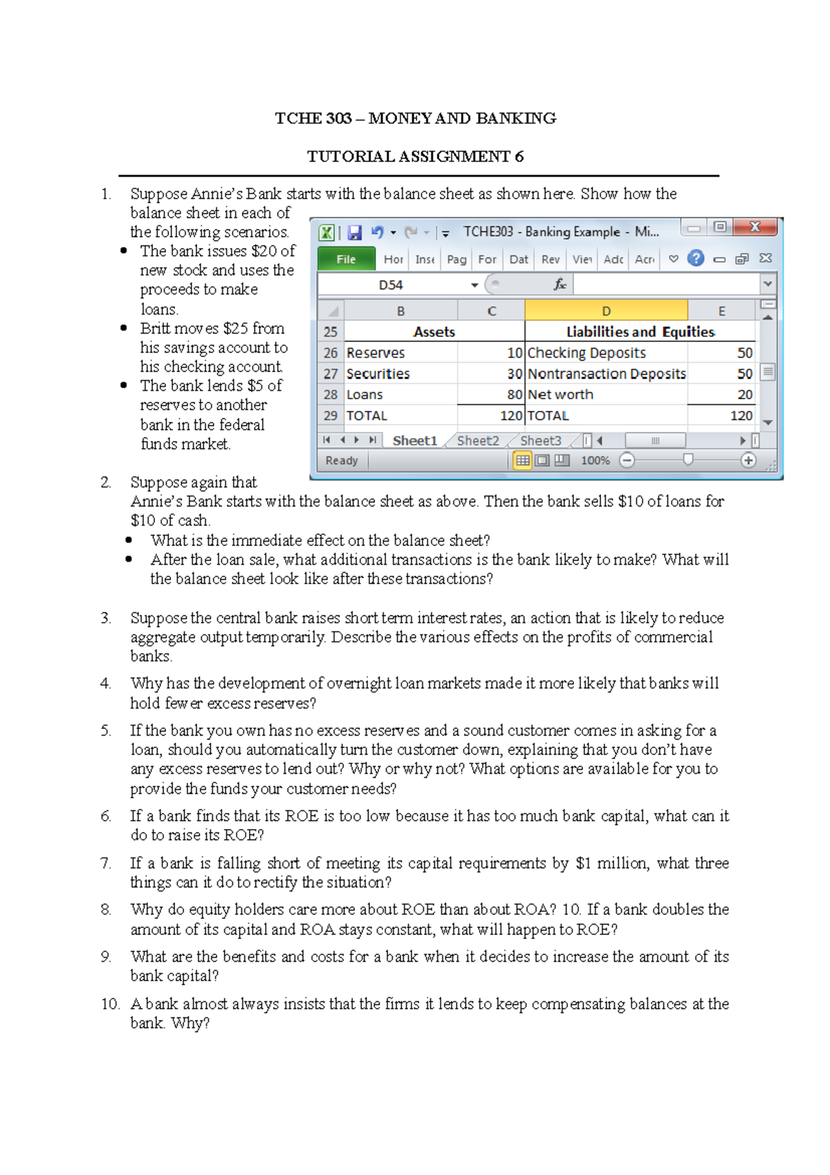 Money and banking exercises - TCHE 303 – MONEY AND BANKING TUTORIAL ...