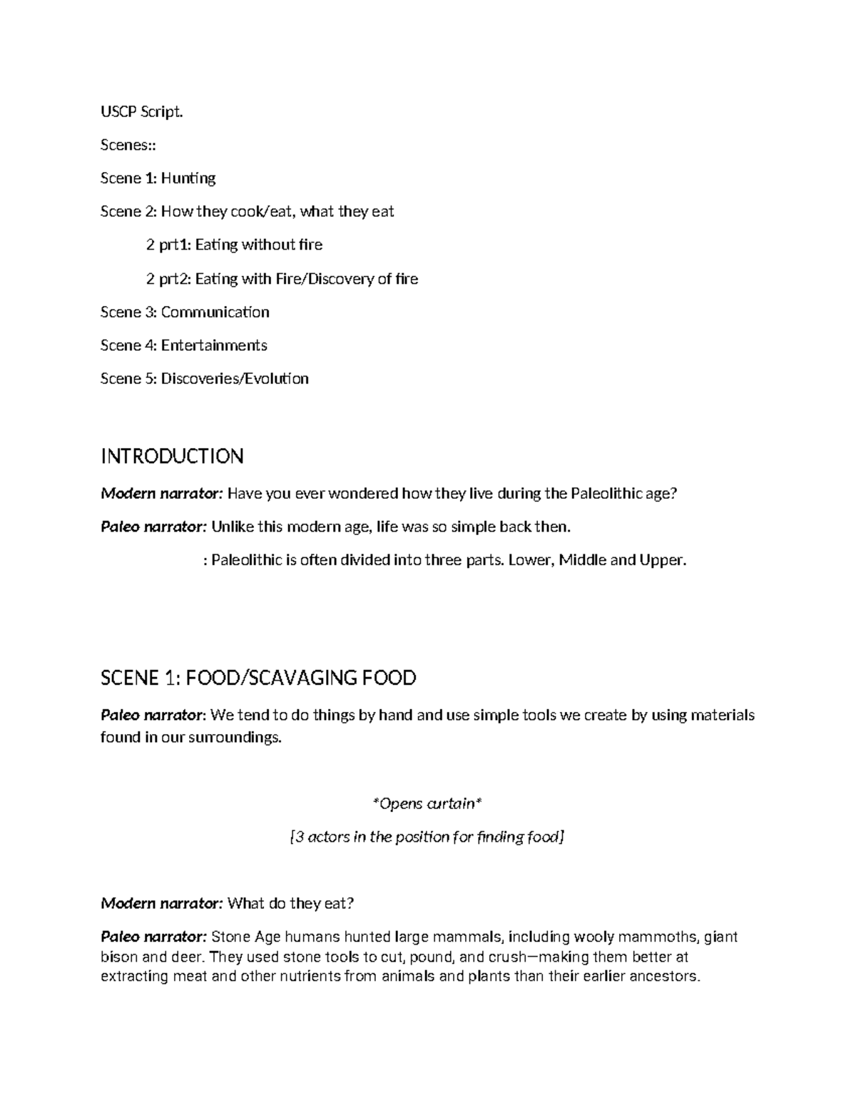 Document-12 - ..... - USCP Script. Scenes:: Scene 1: Hunting Scene 2 ...