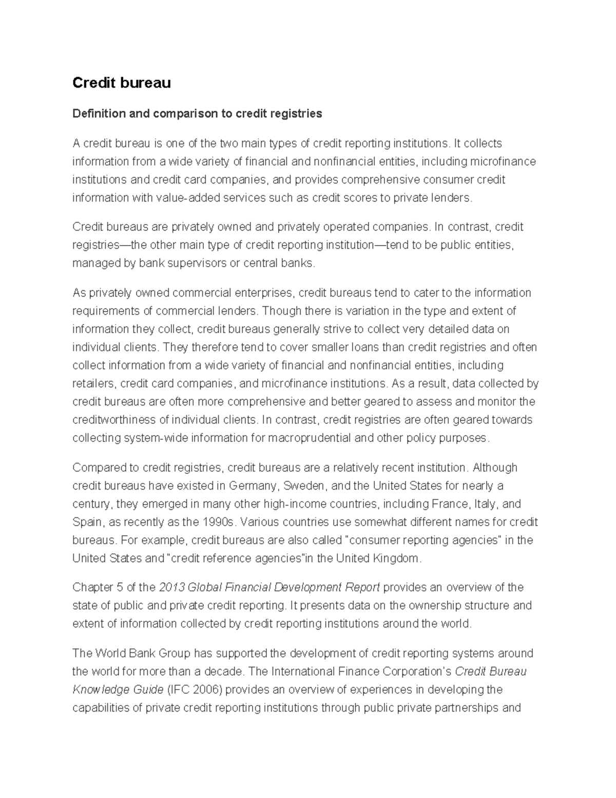 Credit reference bureau - Credit bureau Definition and comparison to ...