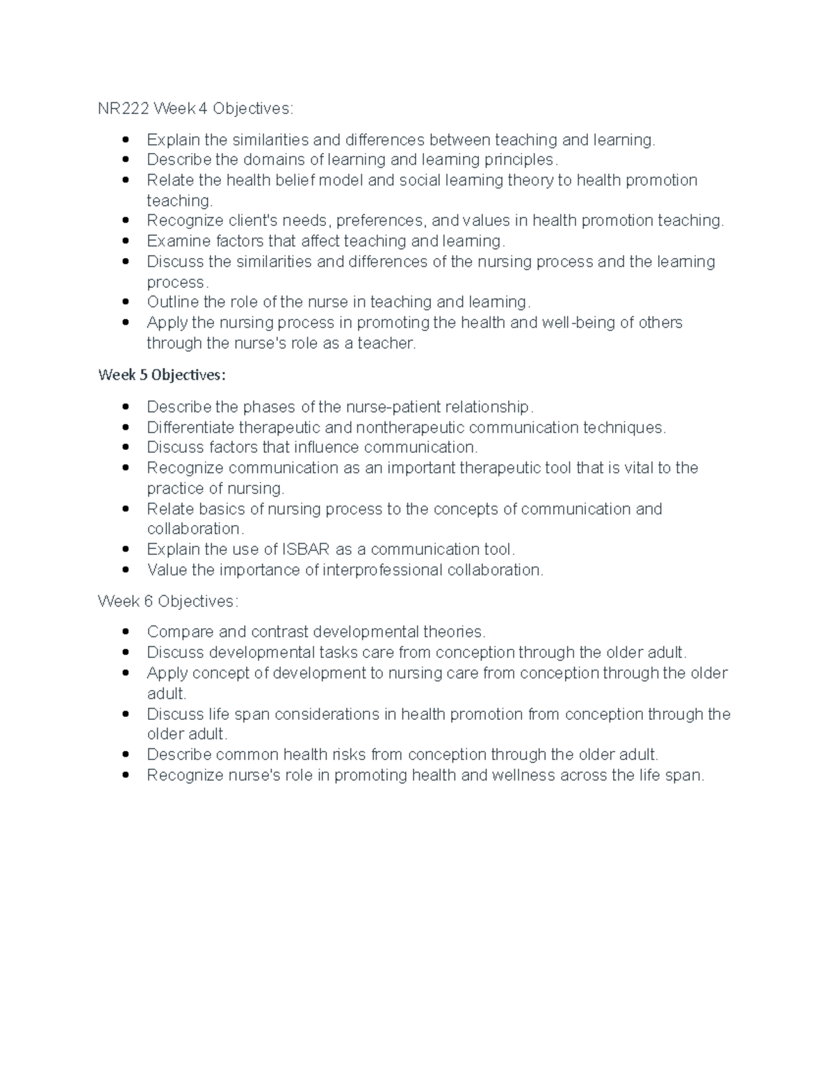 NR222 exam 2 Objectives - NR222 Week 4 Objectives: Explain the similarities and differences ...