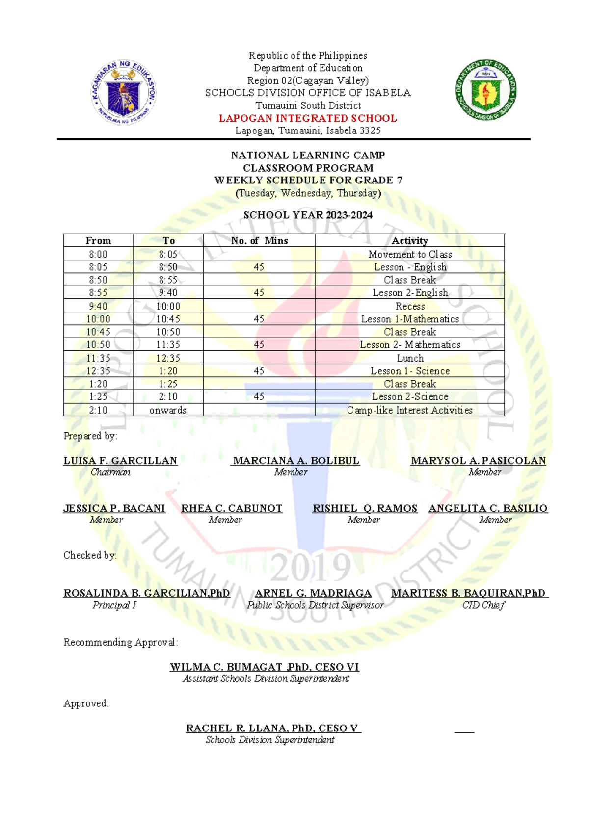 Classroom Program 2024-NLC - Department of Education Region 02(Cagayan ...