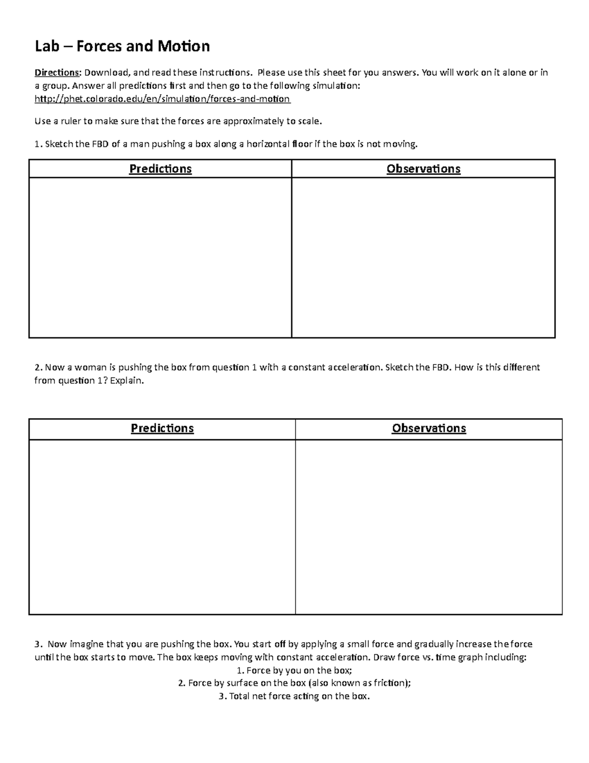 Lab Forces Motion - lab - Lab – Forces and Motion Directions: Download ...
