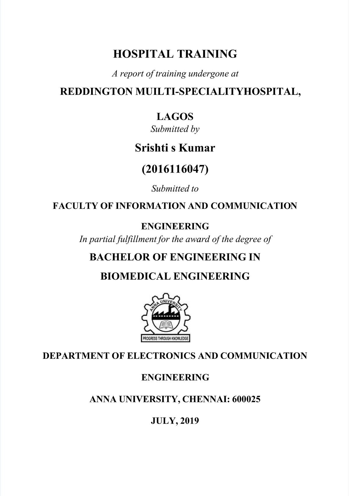 Hospital-training-report compress - HOSPITAL TRAININGHOSPITAL TRAINING ...