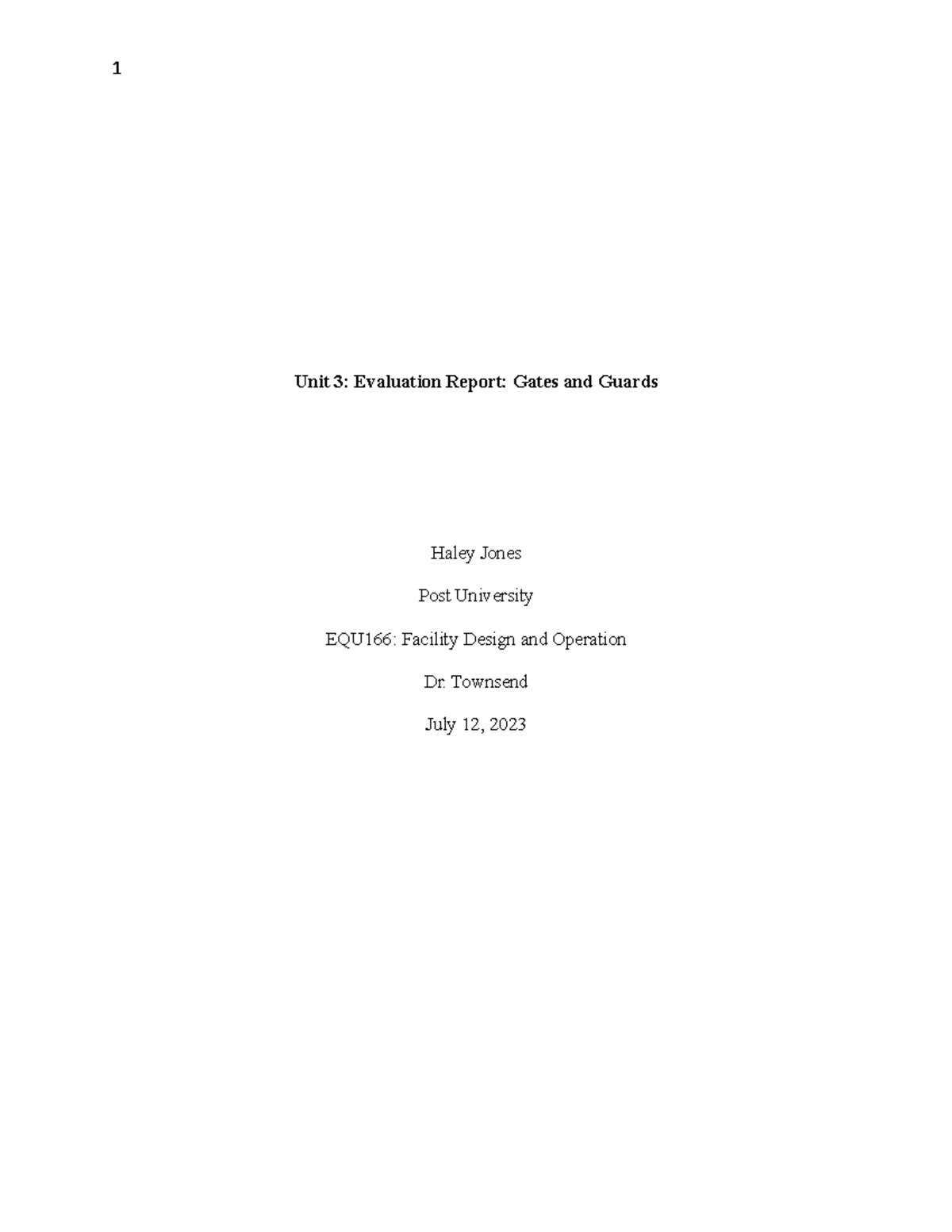 Haley Jones- Evaluation Report - HPER R250 - Indiana University - Studocu