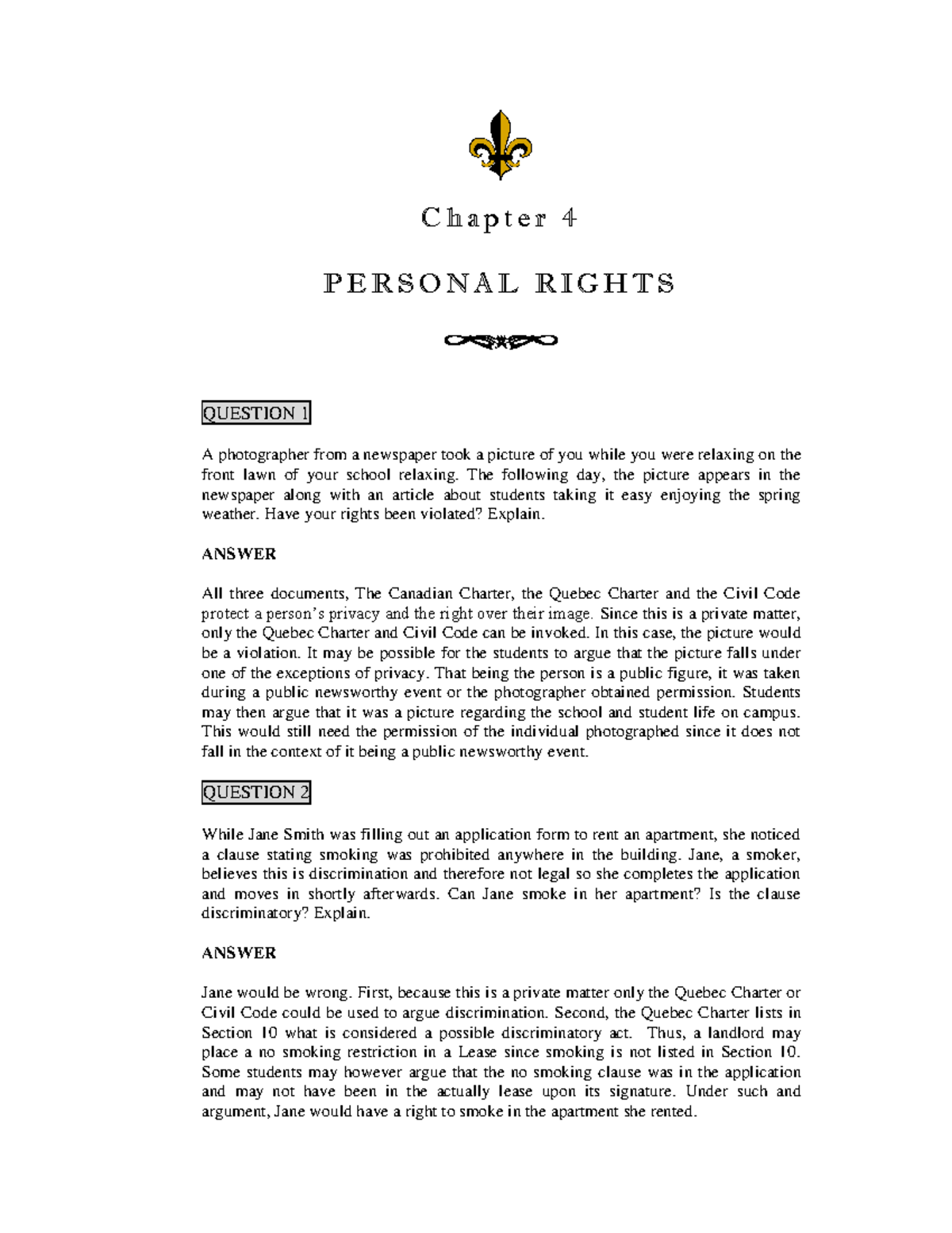 Chapter 4 Questions and Solutions - C h a p t e r 4 P E R S O N A L R I ...