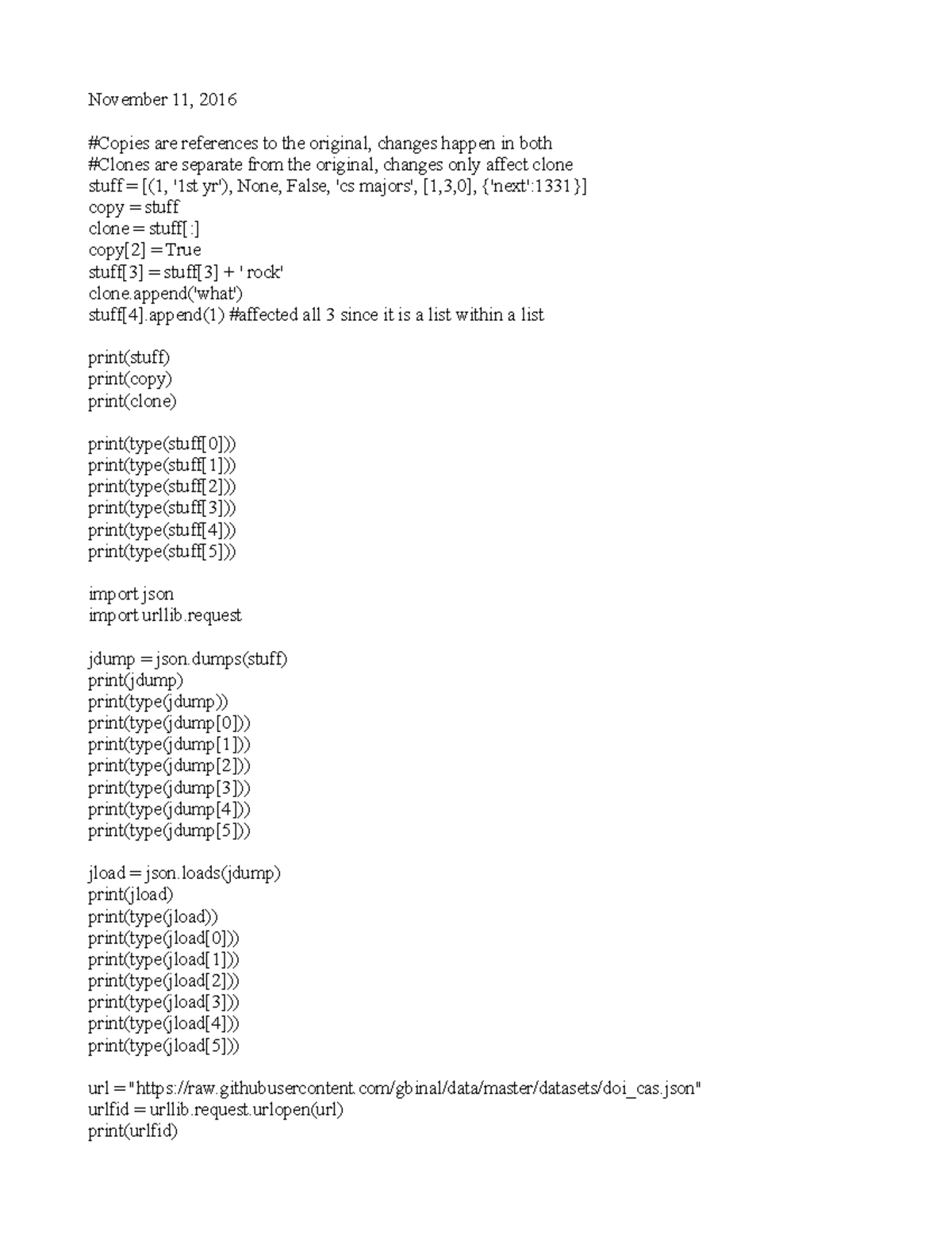 Nov 11 2016 CS 1301 - Lecture notes 32 - November 11, 2016 #Copies are ...