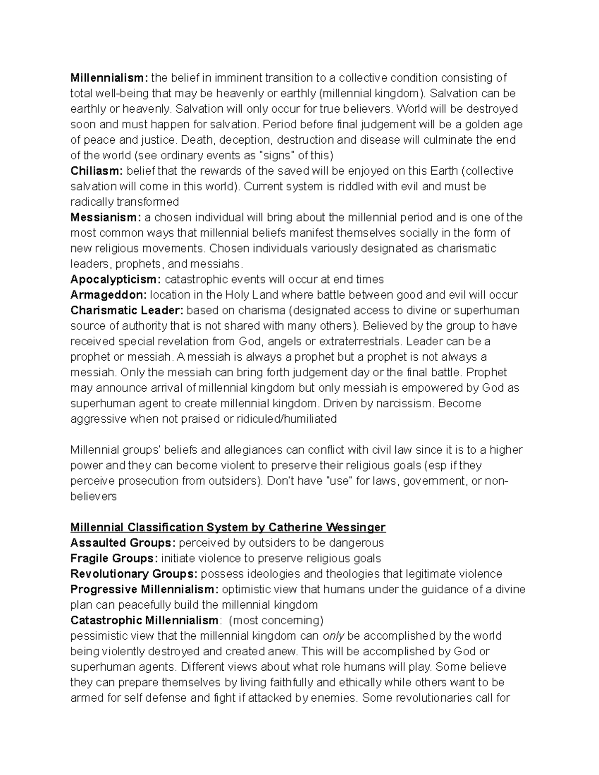 Module 2-Millenial Cult Religions - Millennialism: the belief in ...