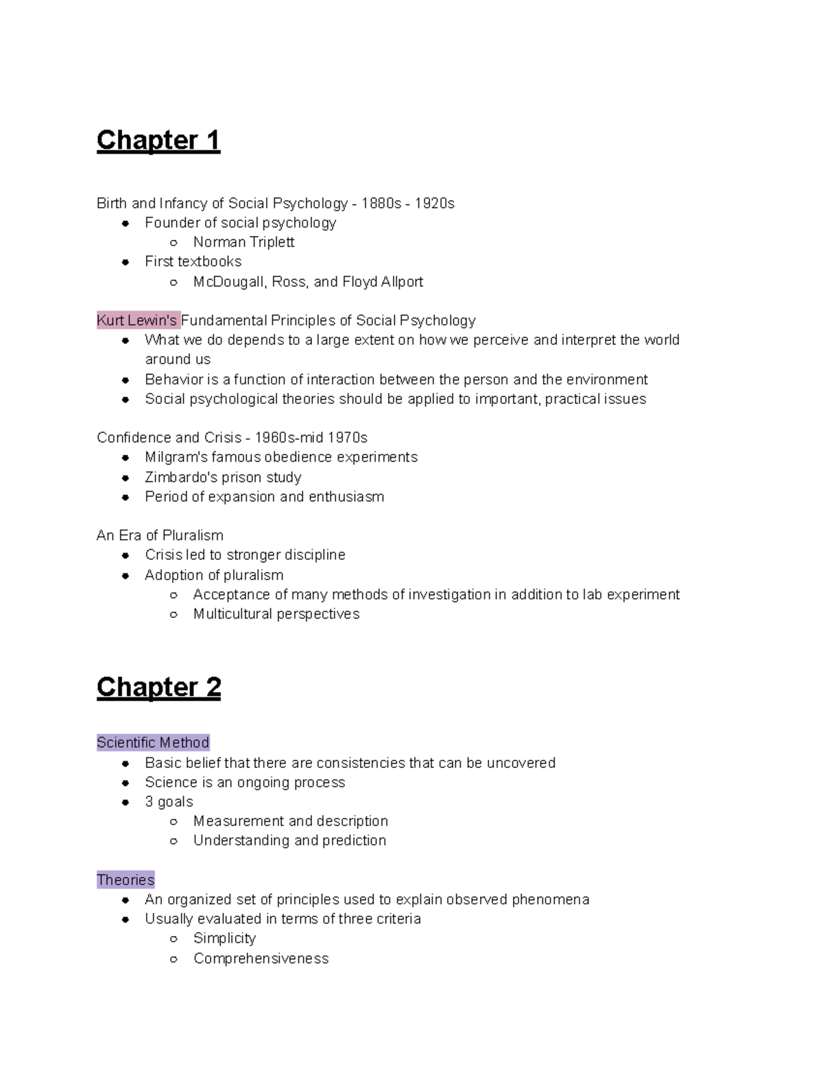 Social Psychology Unit 1 Notes - Chapter 1 Birth and Infancy of Social ...