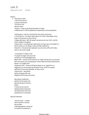 GEOG Unit 2 Notes - GEOG 221 Phy Geog 2 Land (XL) Jana Gedymin - Unit 2 ...