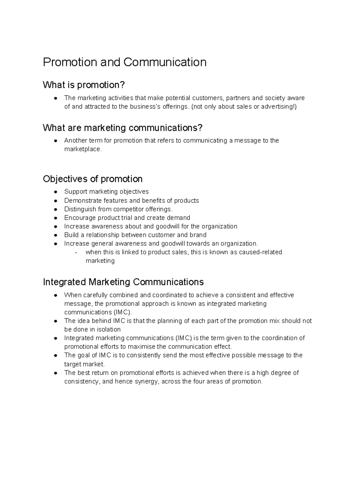 Lecture 7 - Notes - Promotion and Communication What is promotion? The ...