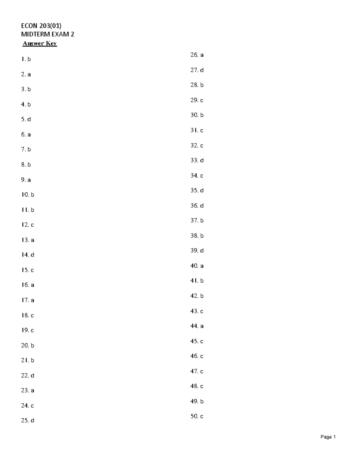 MidTerm 5 May, answers - Warning: TT: undefined function: 32 Page 1 ECON 203 (01) MIDTERM EXAM 2 ...