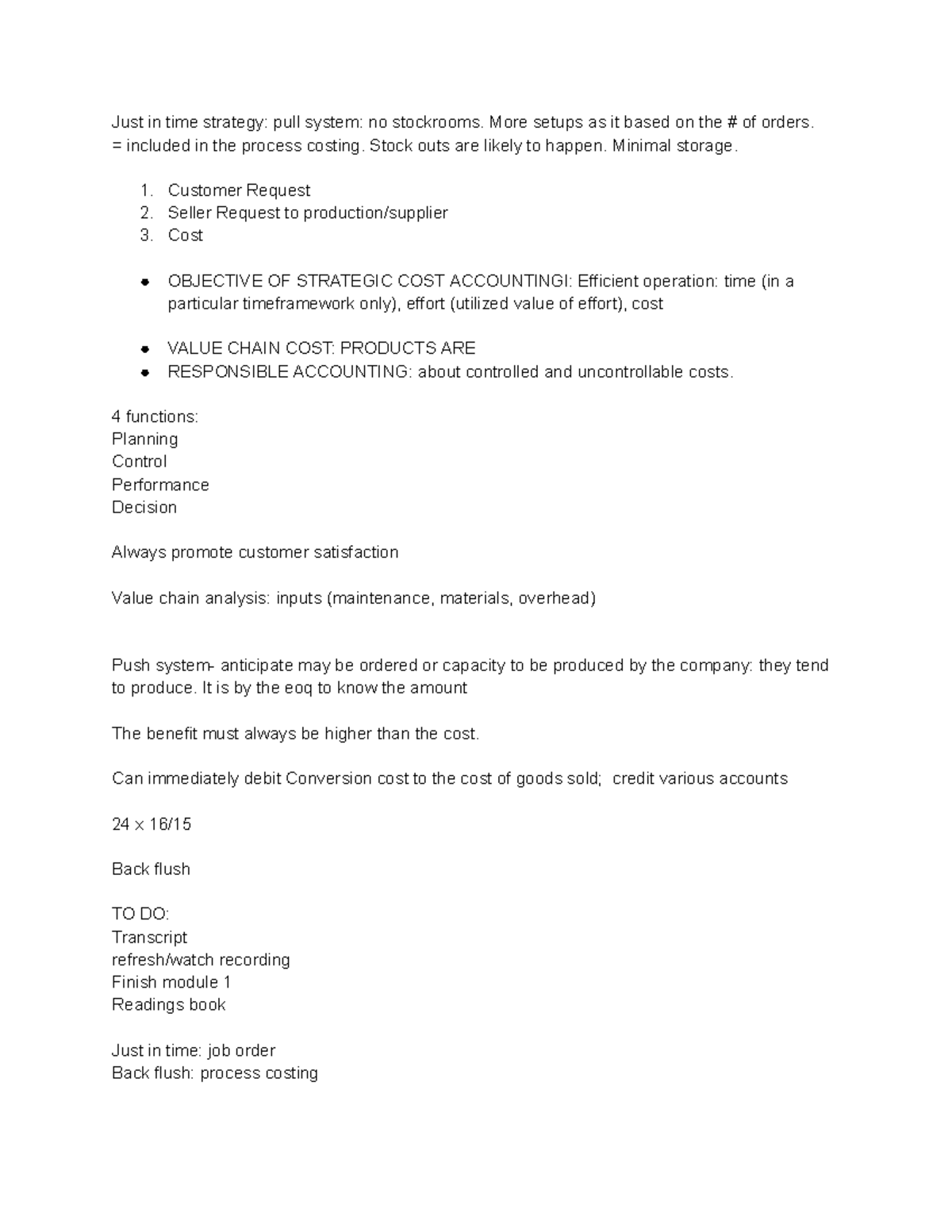 Stracos - Just in time strategy: pull system: no stockrooms. More ...