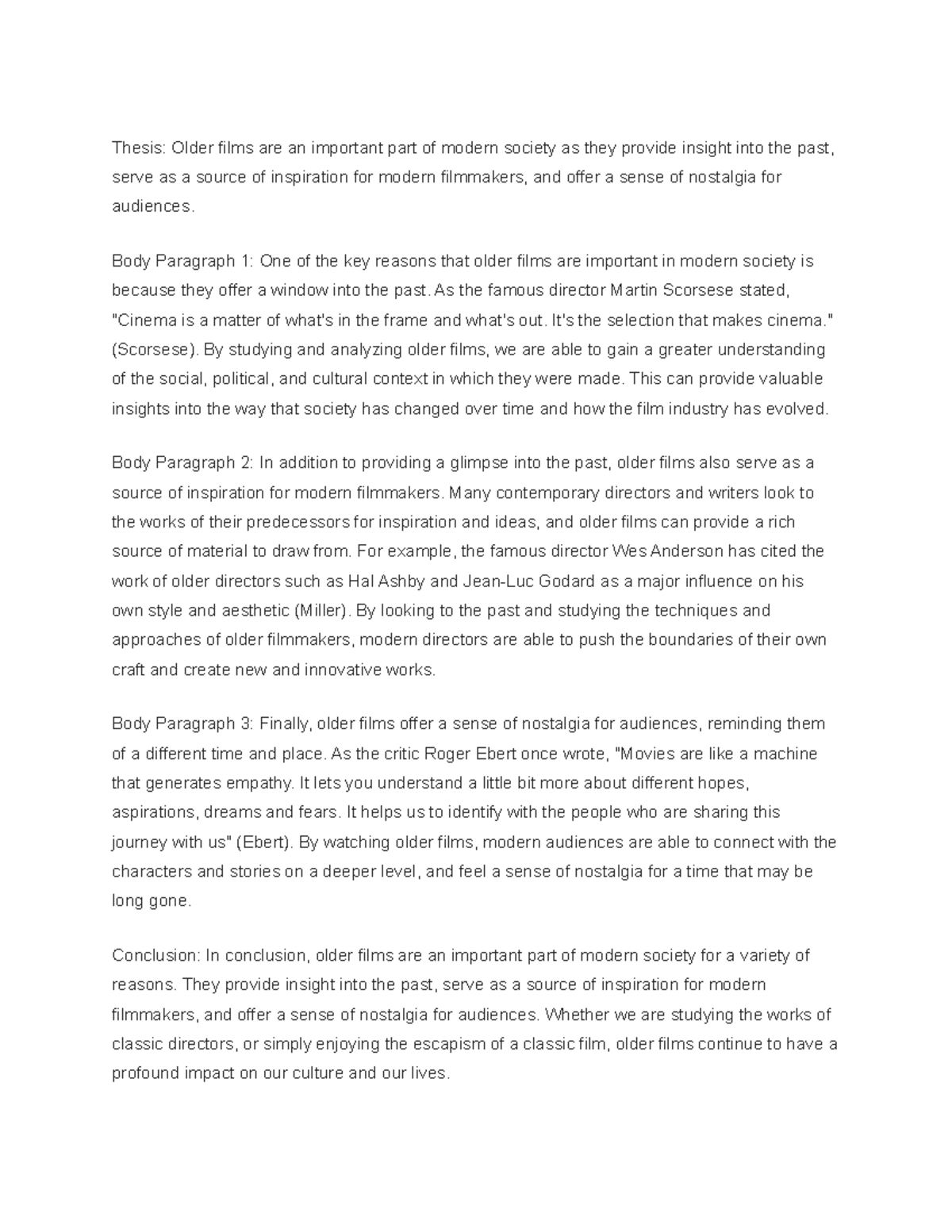 Importance of film - Draft of my essay regarding the prompt of how ...