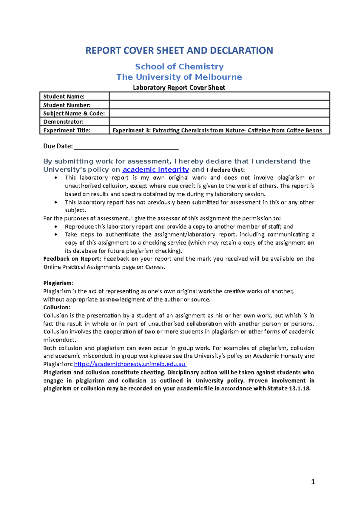 Experiment 3 10003 2022 Student Report Template - REPORT COVER SHEET ...